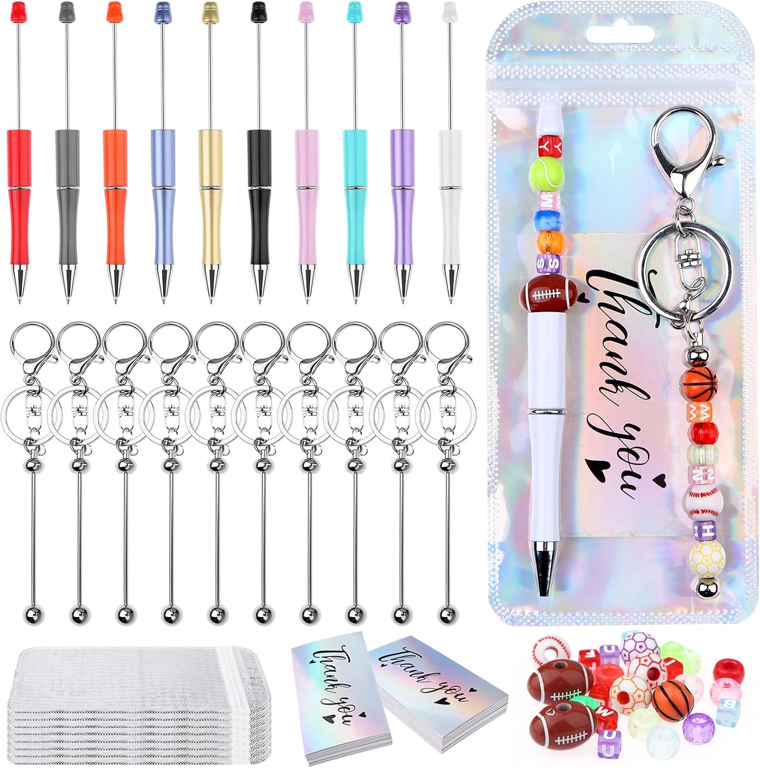 Amazon.com: 300Pcs Beadable Pen and Keychain Making Kit With Basketball ...