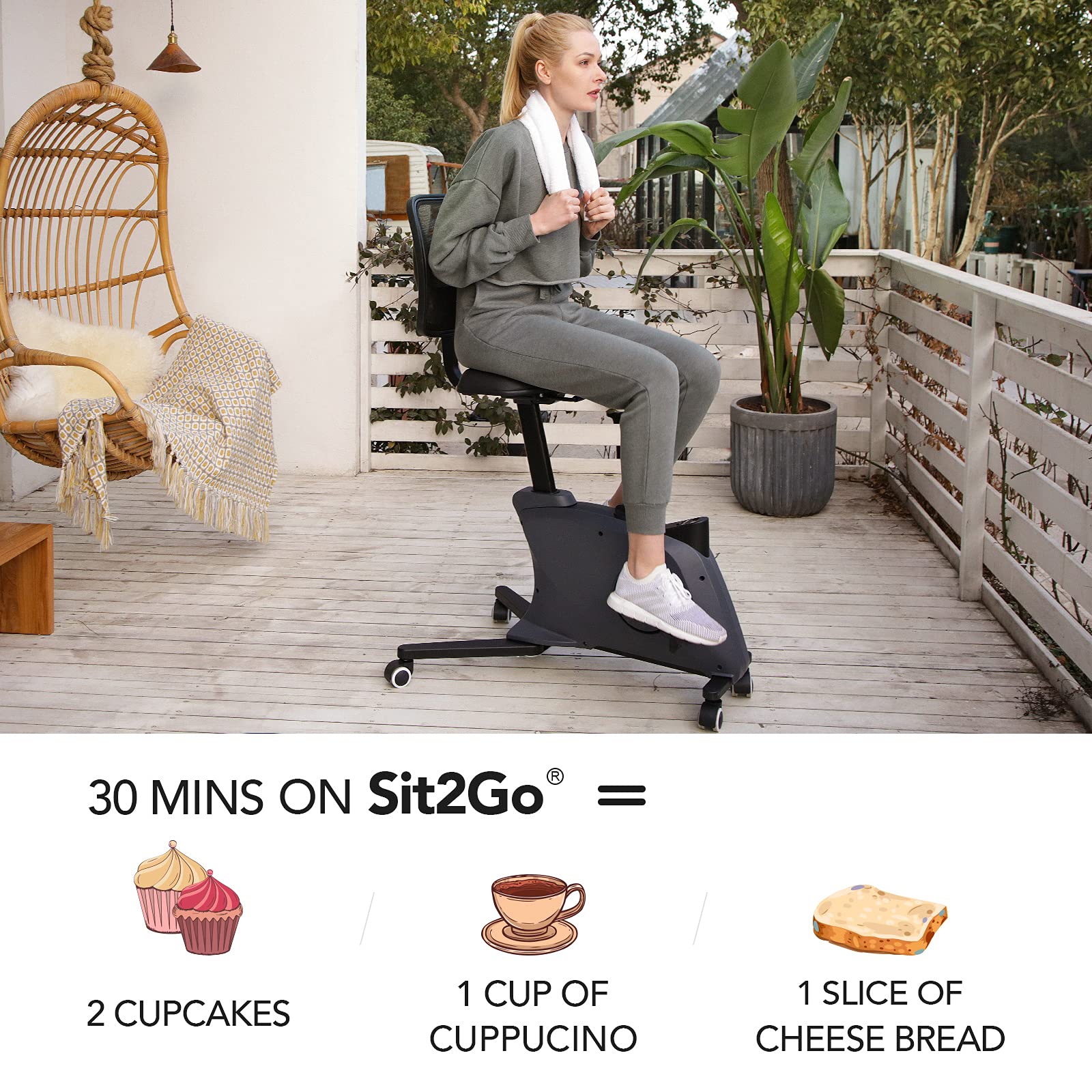 Snapklik.com : FLEXISPOT Adjustable Exercise Bike Home Office Desk Chairs