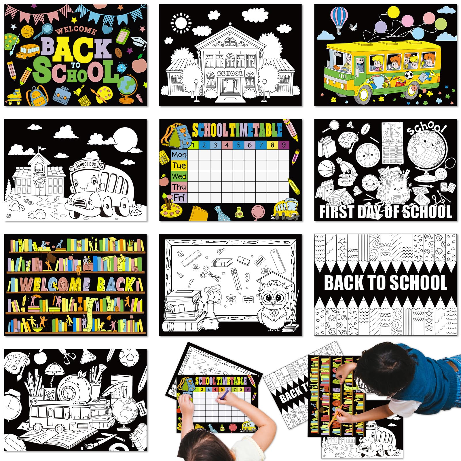 Buy Gilprop 30 Pcs Coloring Welcome Back to School Poster for Kids DIY ...