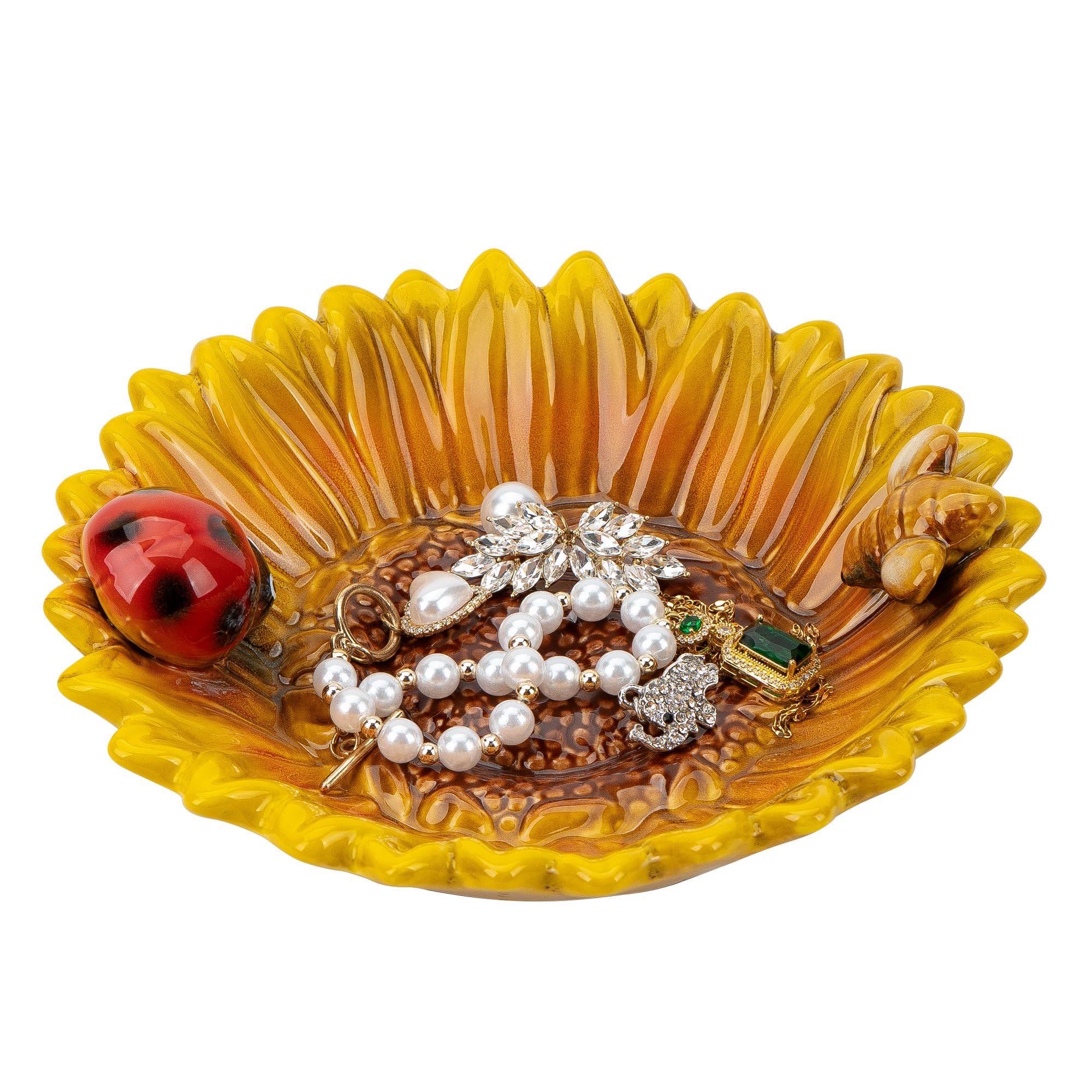 Amazon.com: CAIRIAC Sunflower Jewelry Dish Trinket Tray Ceramic Key ...