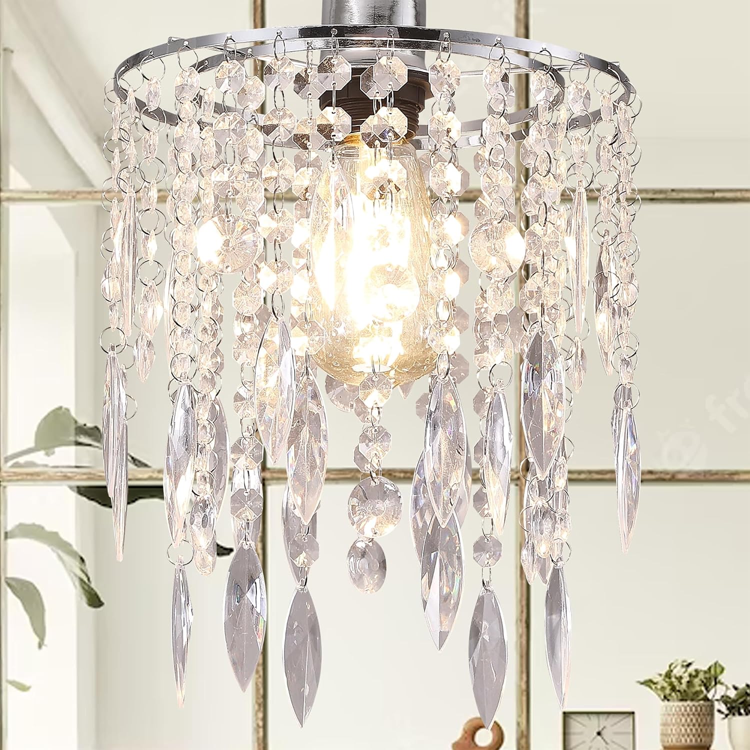 H11.81''X D8.66'' Chandelier Shades, Mini Crystal Shade, Acrylic Beaded ...