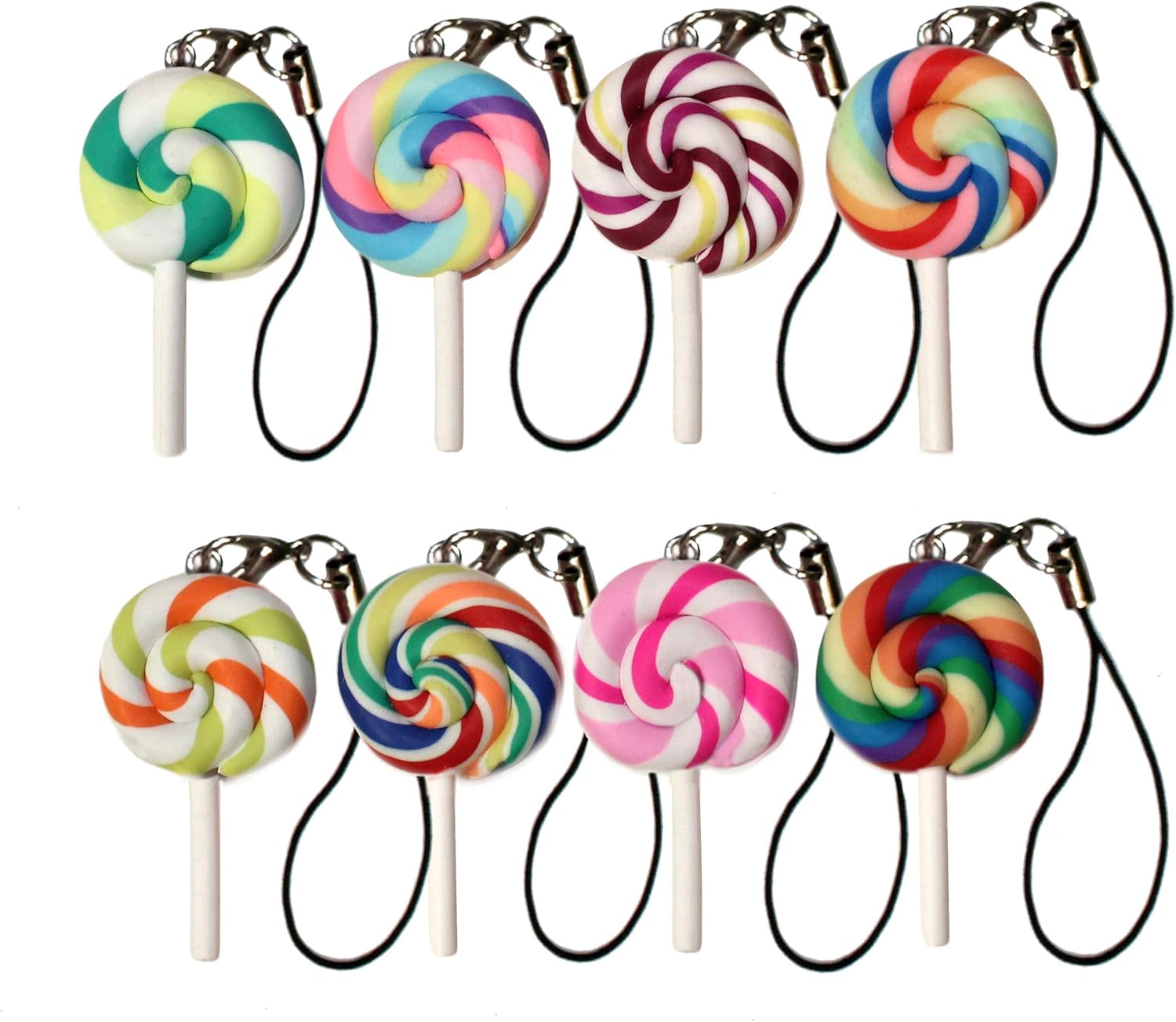 Amazon.com: Lucore Home 1 Inch Colorful Lollipops Clay Pendant Charms ...