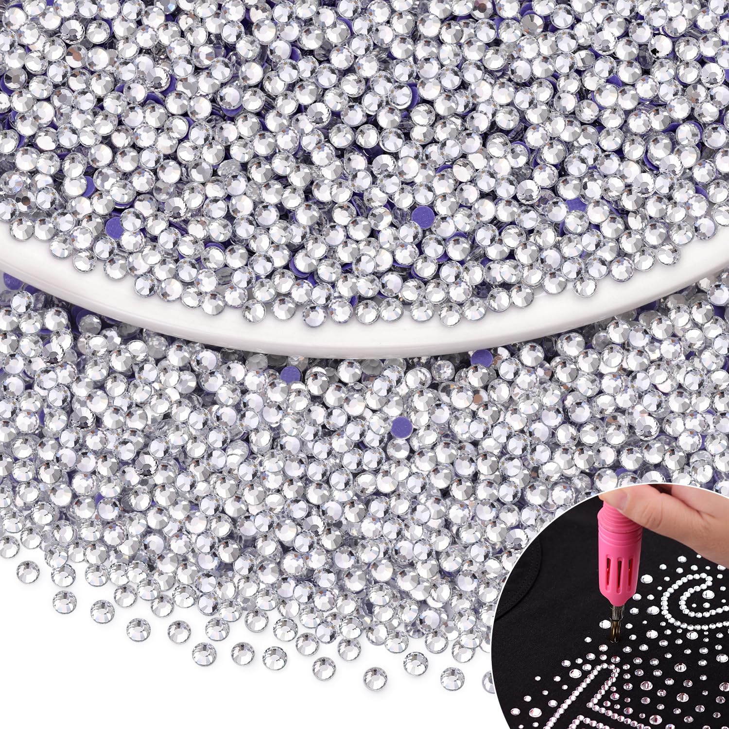 Amazon.com: 4000Pcs Hotfix Rhinestones for Clothing, Clear SS10 Iron On ...