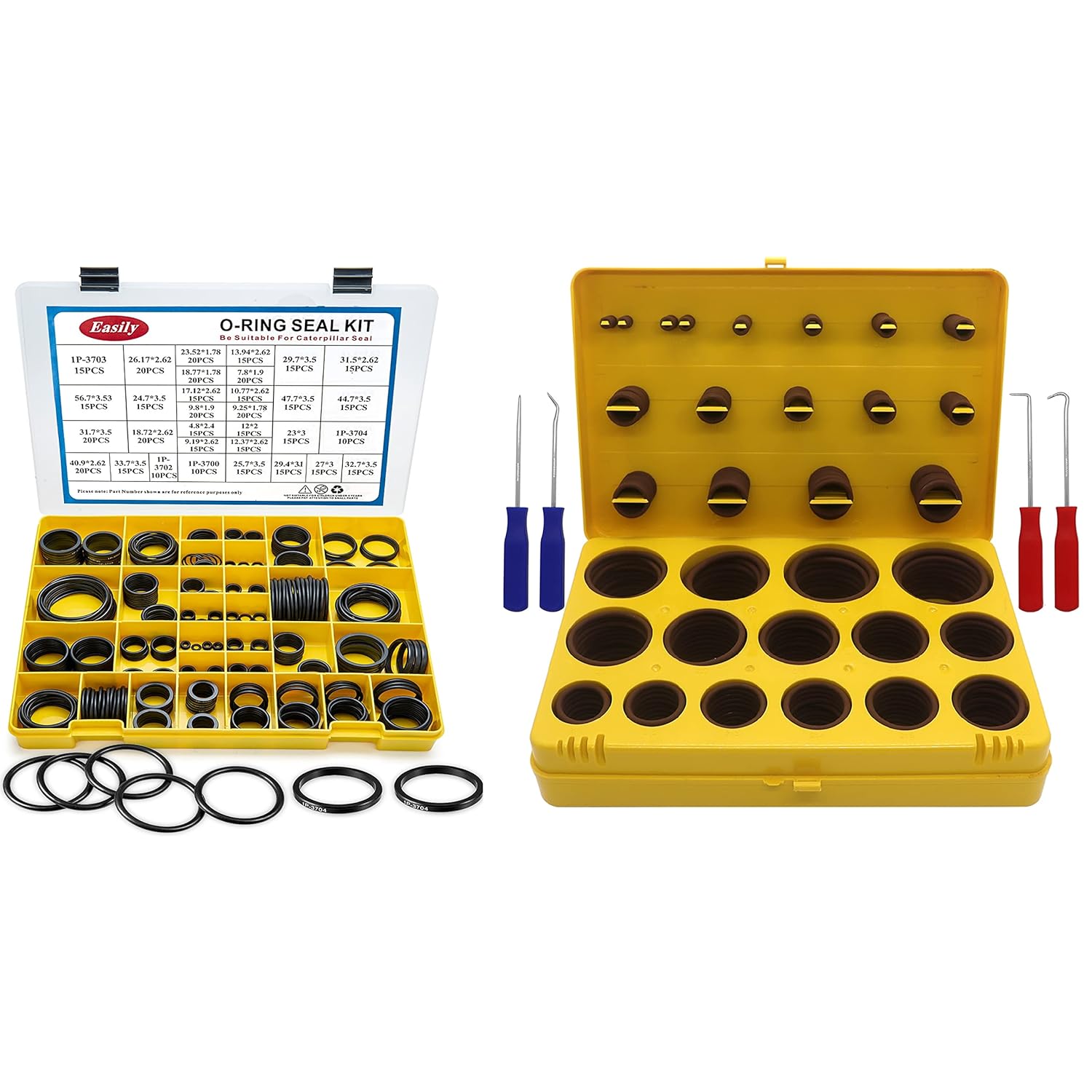 Rubber O Rings Assortment Kit, Fits for CAT Caterpillar Excavator, Nitrile 90; FKM O Ring Kit ...