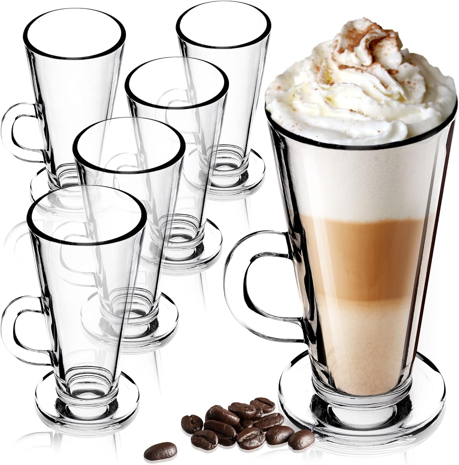 KADAX Latte Macchiato Gläser, 6er Set, 260 ml, Kaffeegläser mit Griff ...