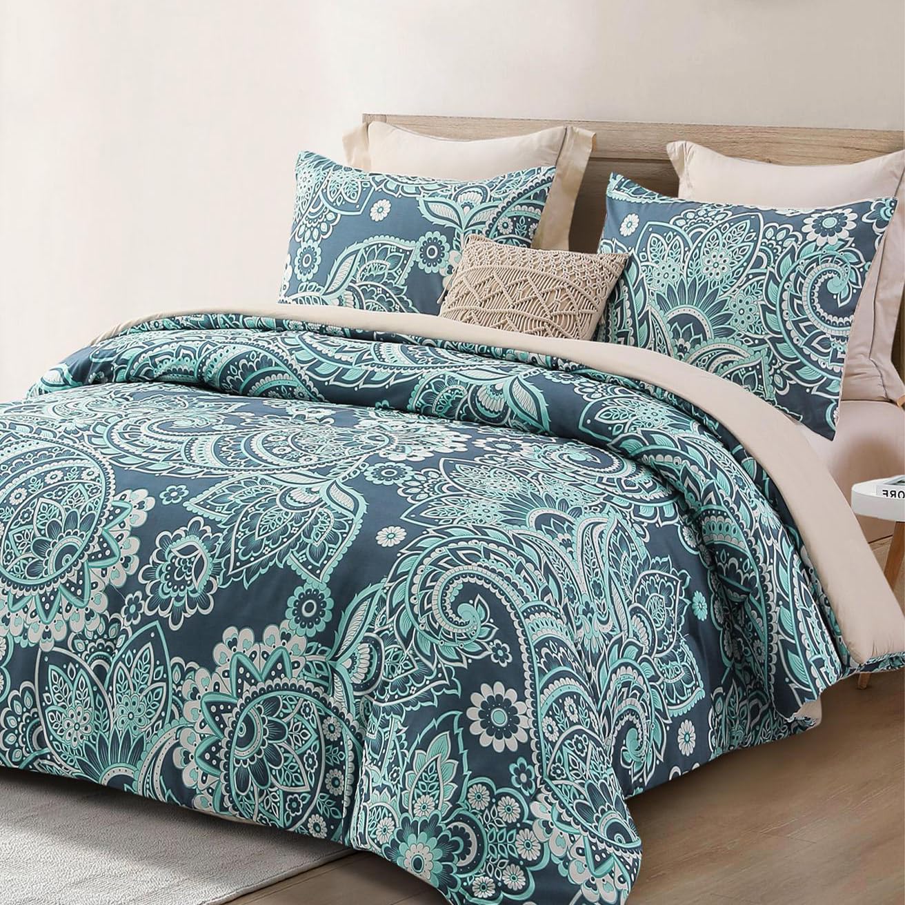 Whale Flotilla Full Queen Size Comforter Set, Printed Turquoise Soft ...