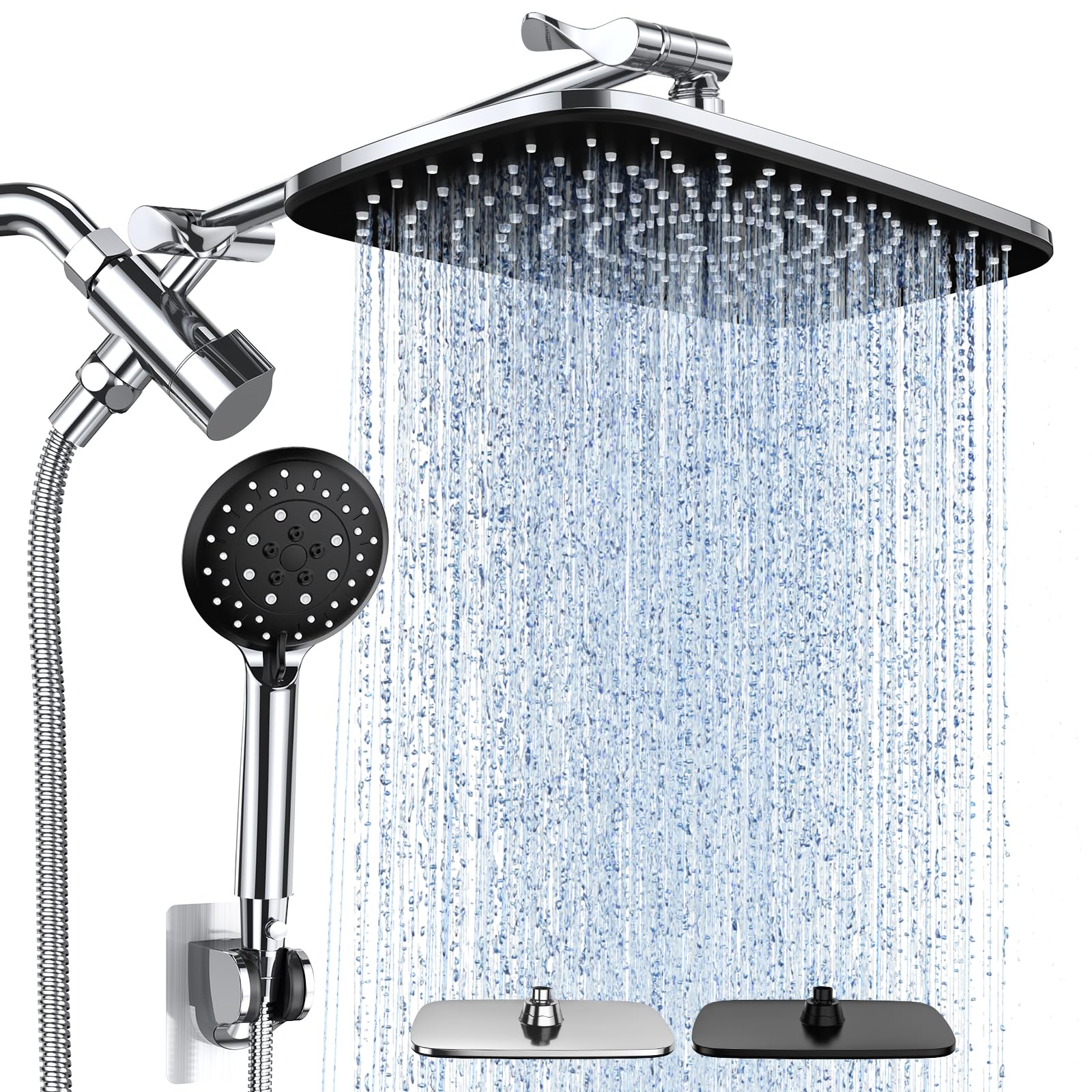 Veken High Pressure Rain Shower Head Combo with Extension Arm- Wide ...