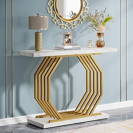 Amazon.com: Tribesigns Gold Console Table, 55 inch Faux Marble Entryway ...