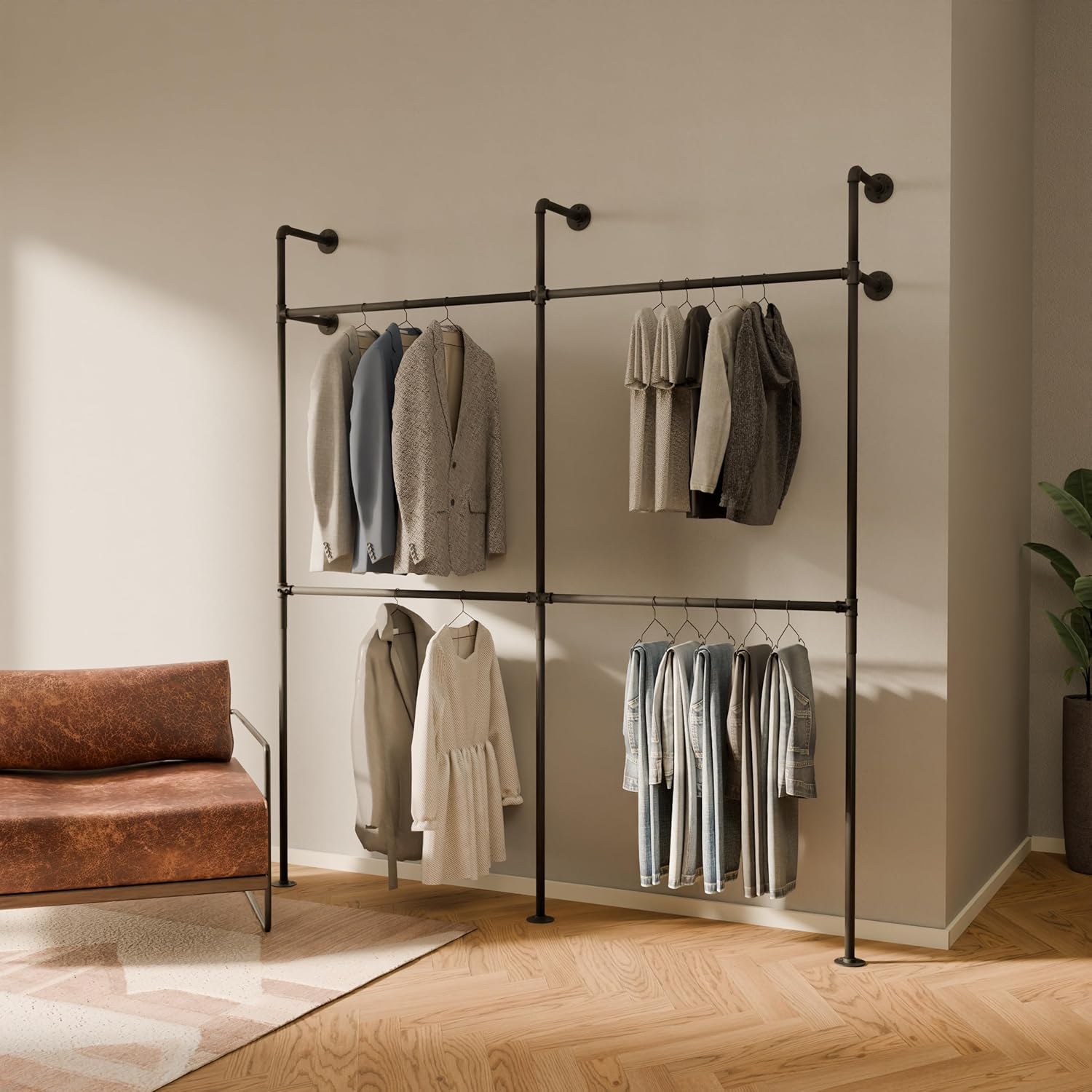 Amazon.com: pamo Industrial pipe clothing rack metal black - Wall ...