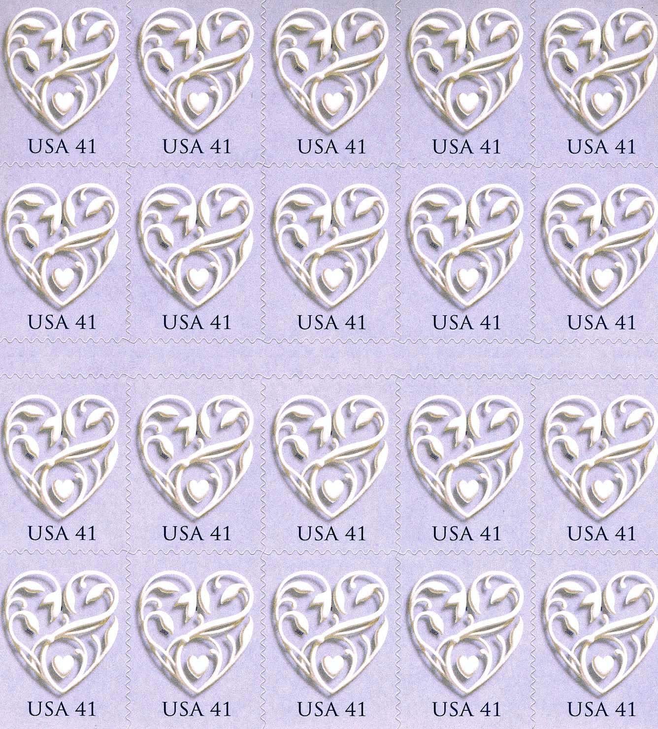 Amazon.com: 2007 Wedding Heart 41c #4151 Single-sided Booklet of 20 x ...