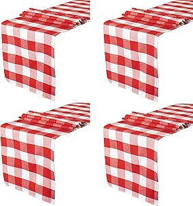 Amazon.com: ShinyBeauty 4 Packs Checkered Table Runners 108 Inches Long ...