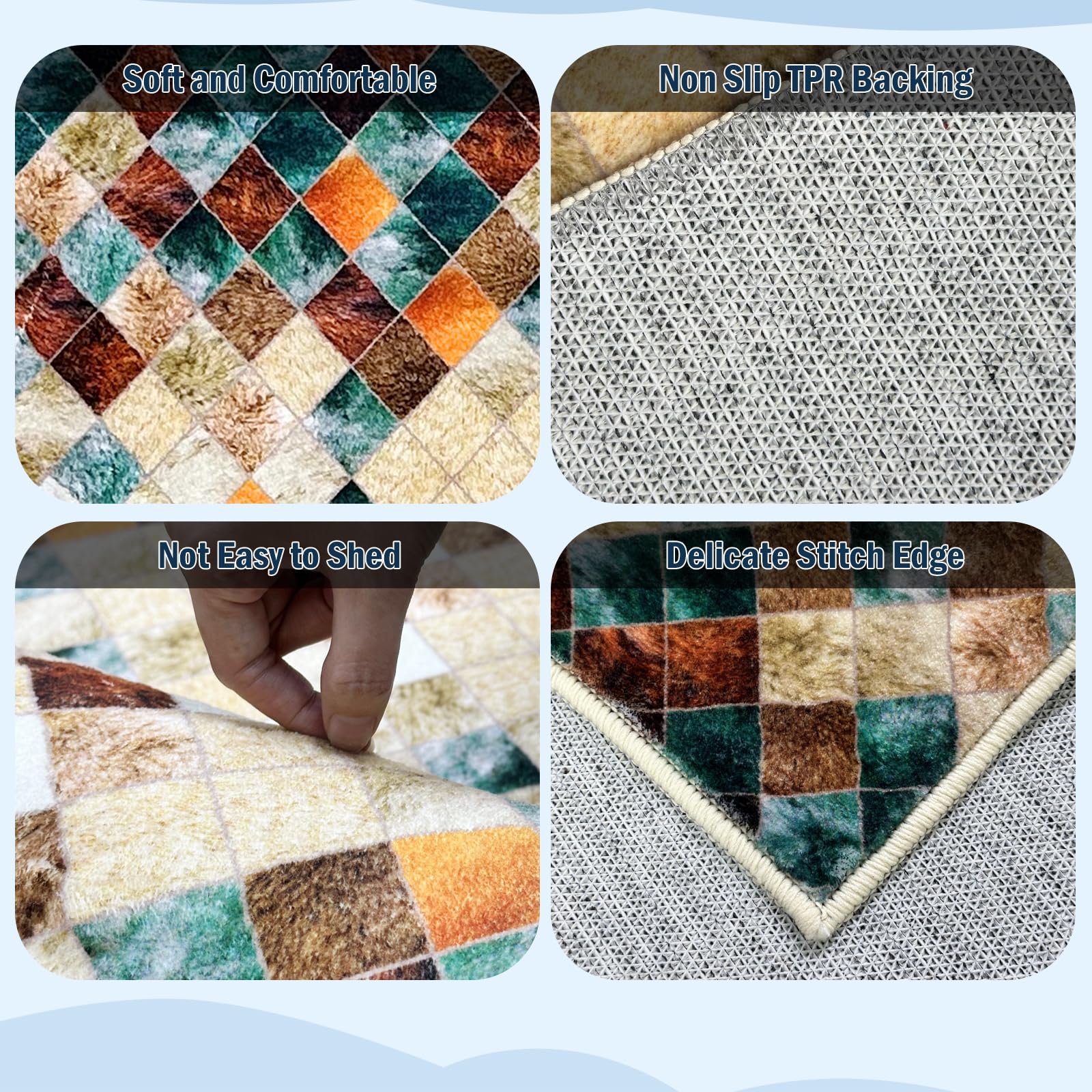 Machine Washable Runner Rugs 2' x 6', Non Slip Non Shedding Carpet Area ...