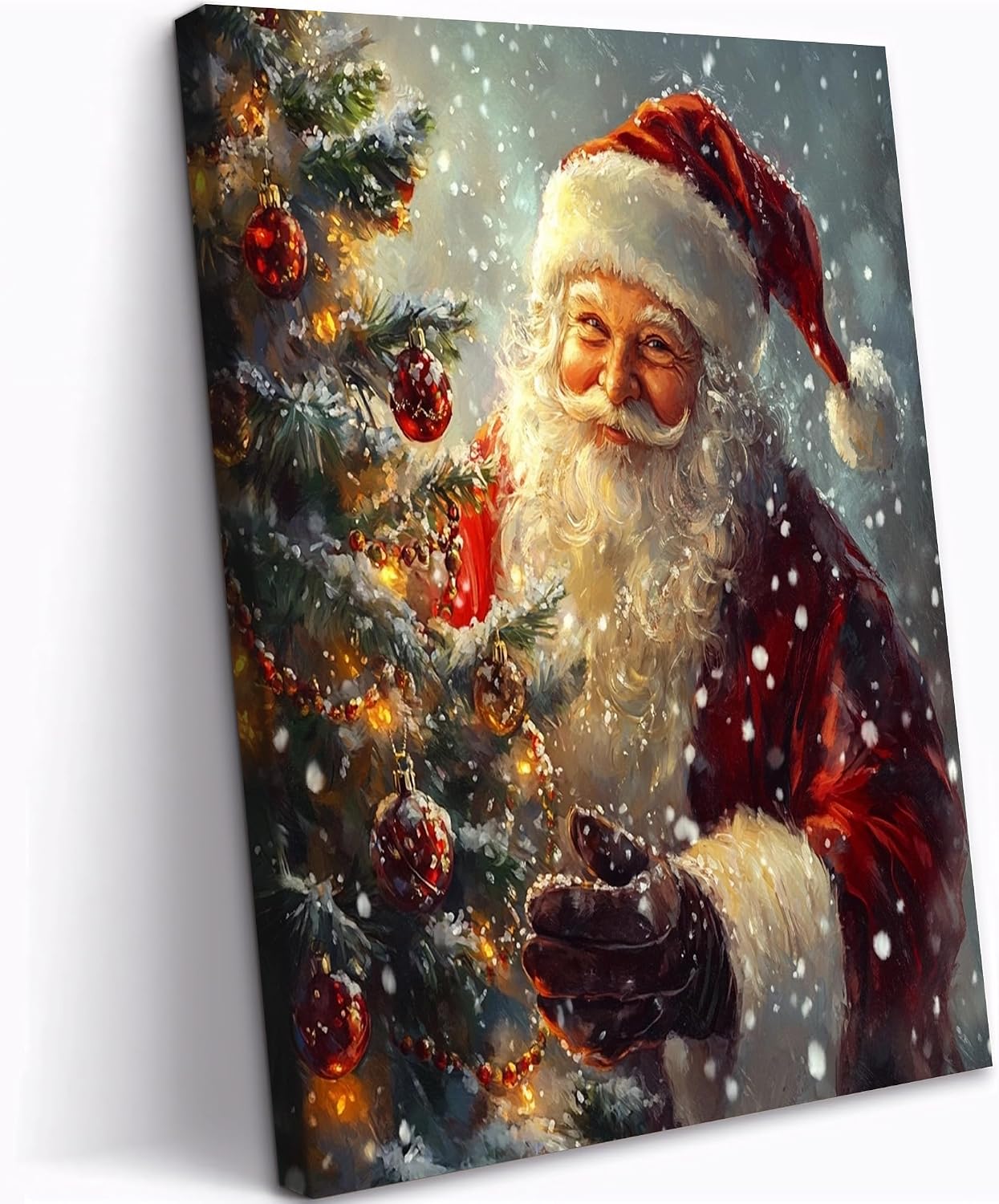 Amazon.com: ANRUOXI Christmas Canvas Wall Art, Vintage Santa Claus Tree ...