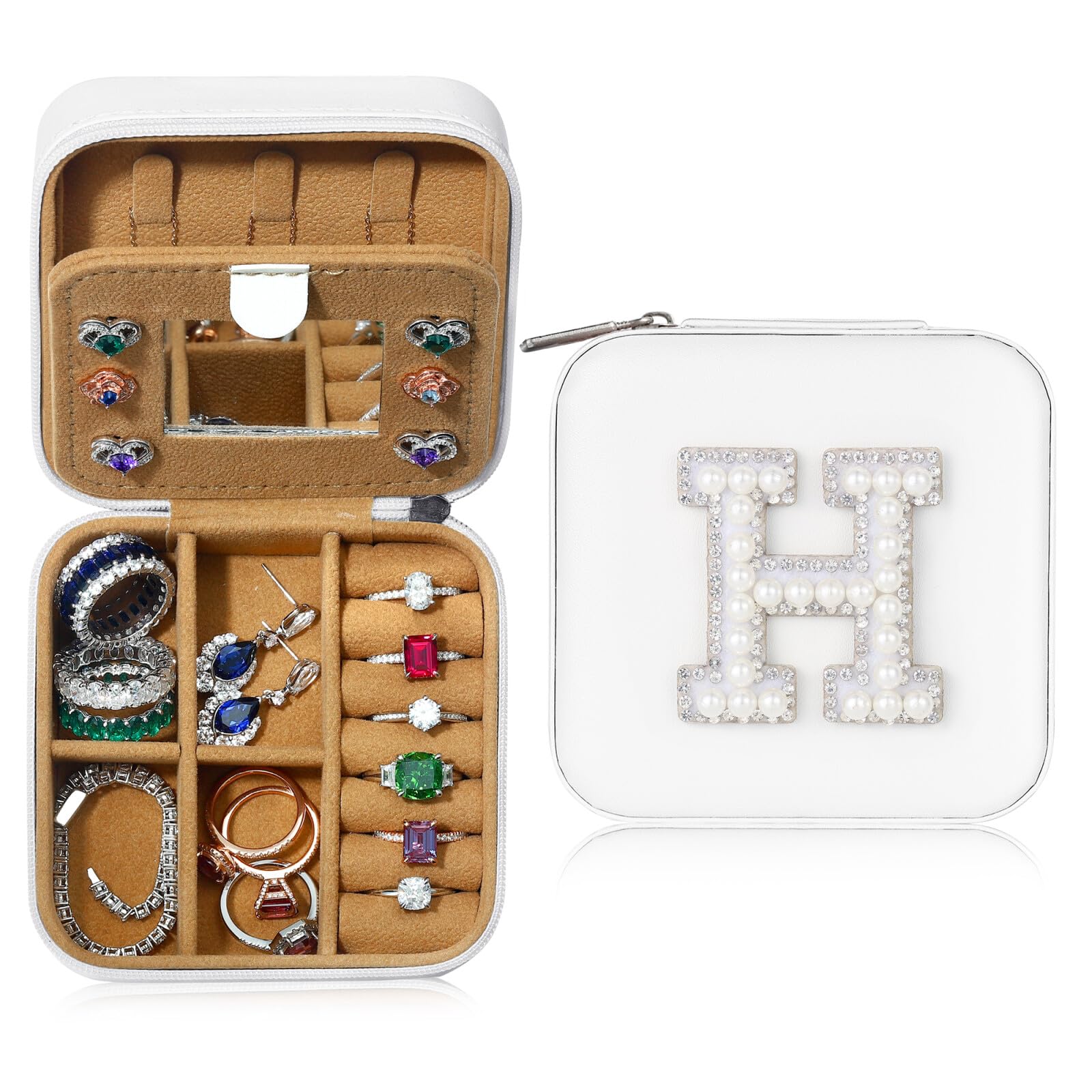 Amazon.com: Parima Travel Jewelry Case for Women Girls, H Initial ...