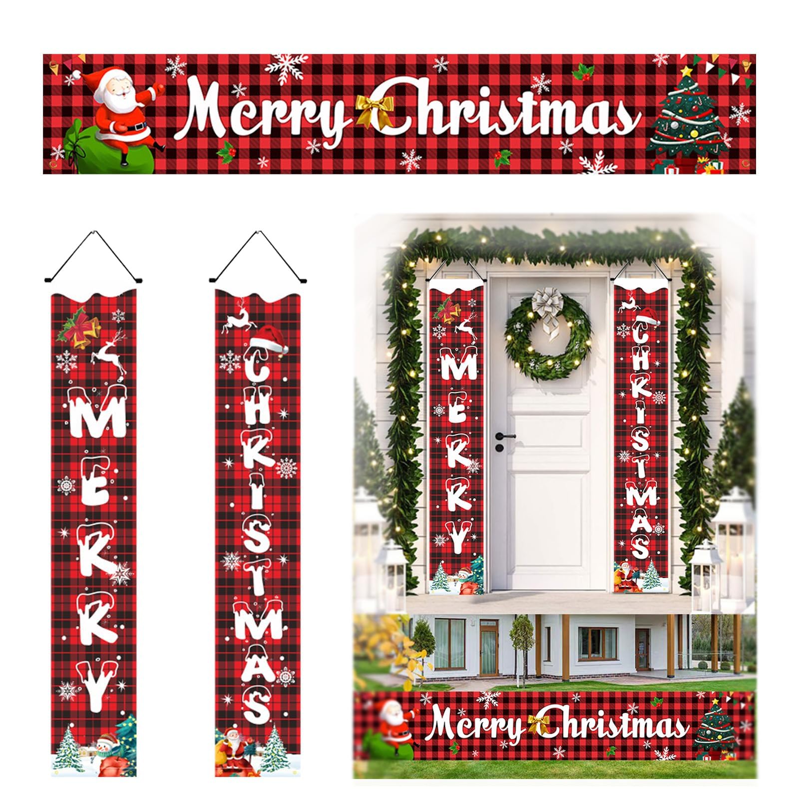 Amazon.com: Large Christmas Banner Decorations Merry Christmas Sign ...