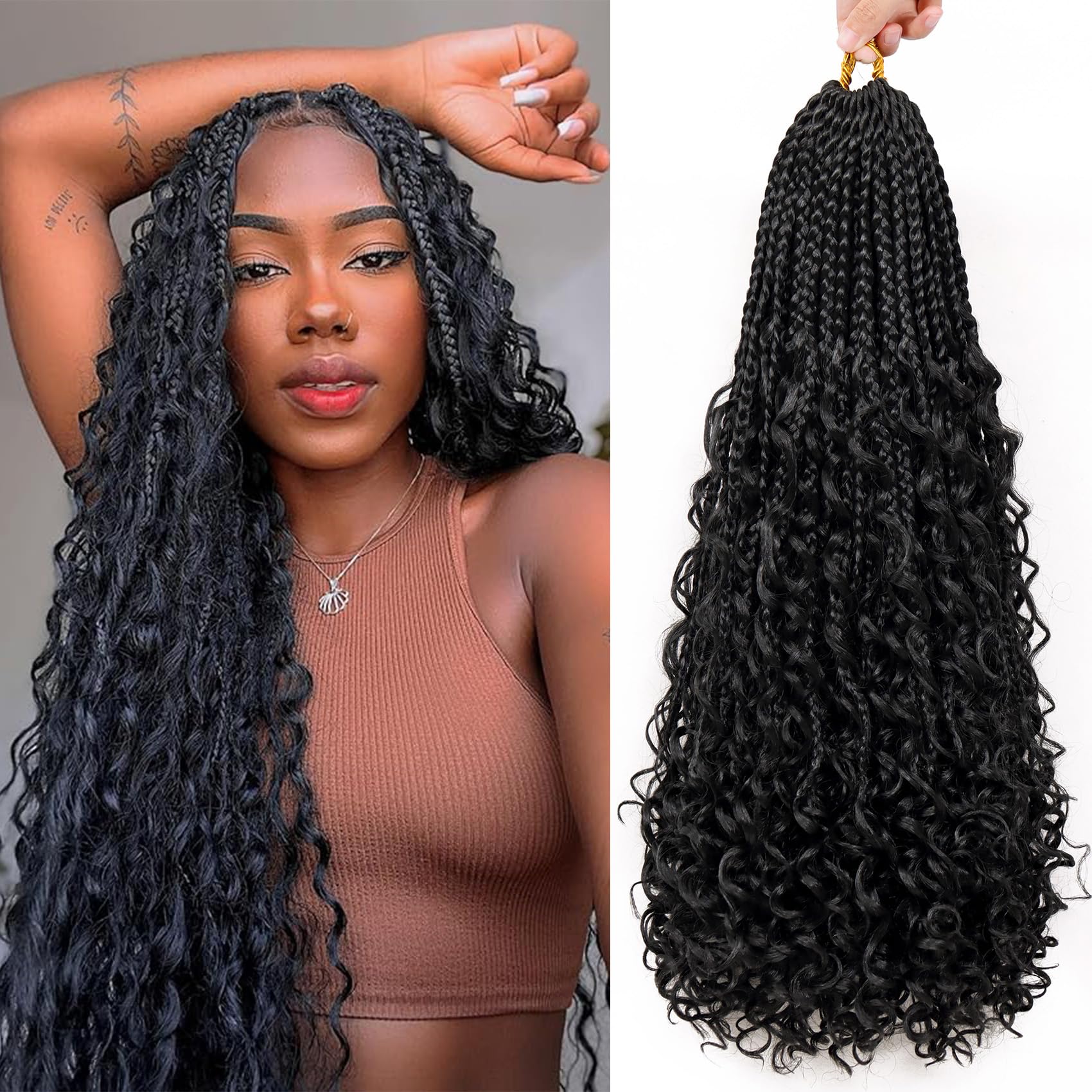 Amazon.com : Eerya 8 Packs Boho Box Braids Crochet Hair for Black Women ...