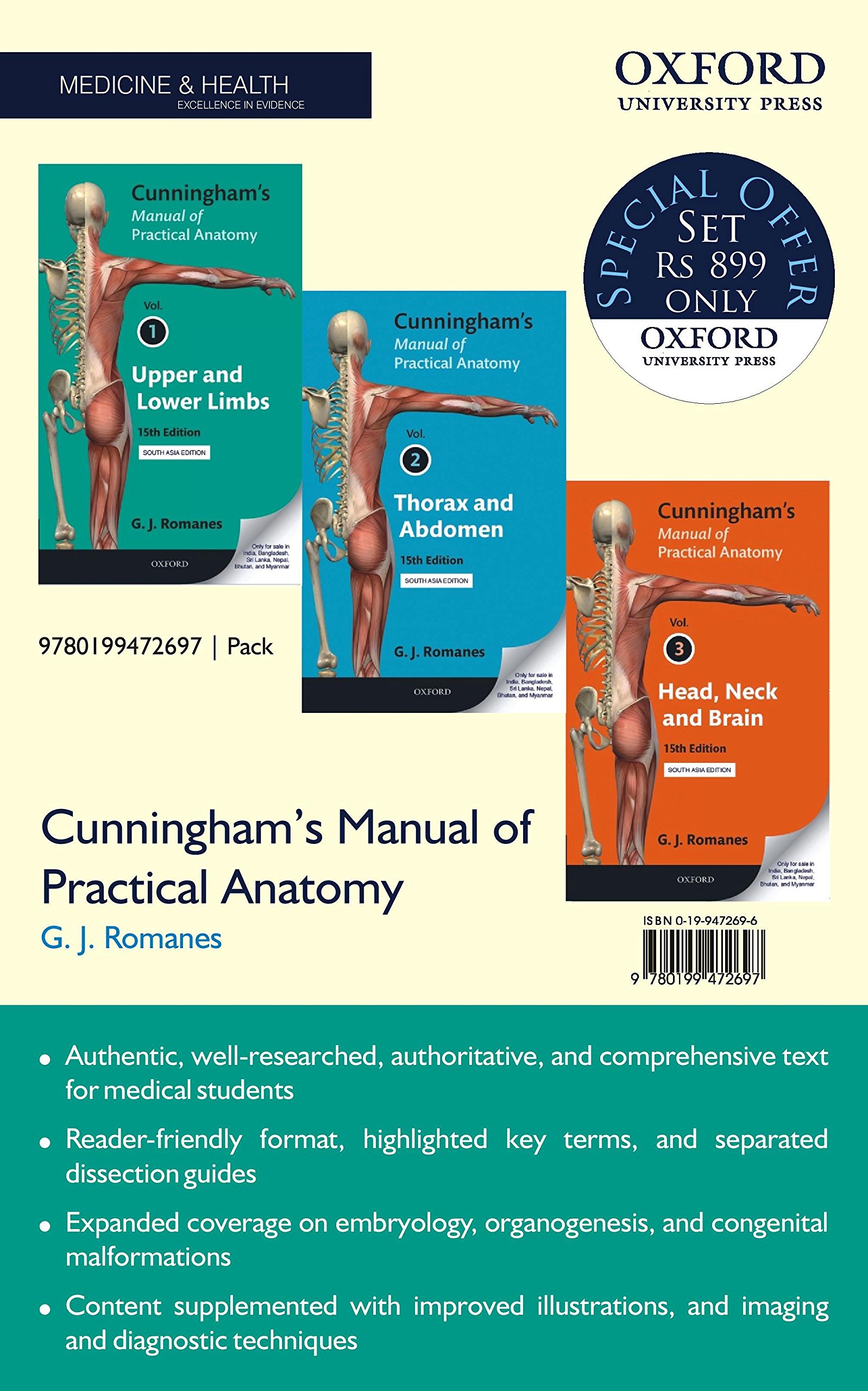 Buy Cunningham’s Manual of Practical Anatomy - 3 volume set Book Online ...