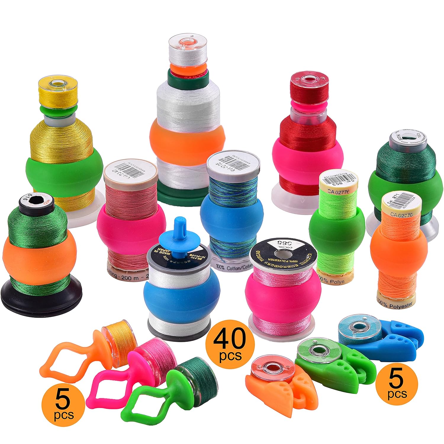 New brothread 50pcs MIX NOTIONS (40 Thread Spool Huggers + 5 Bobbin ...