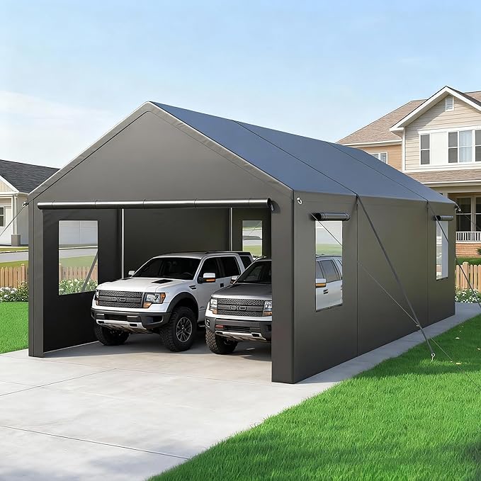 Amazon.com: Besteagle 13x25 Ft Carport, Car Ports with 180g PE Tarp ...