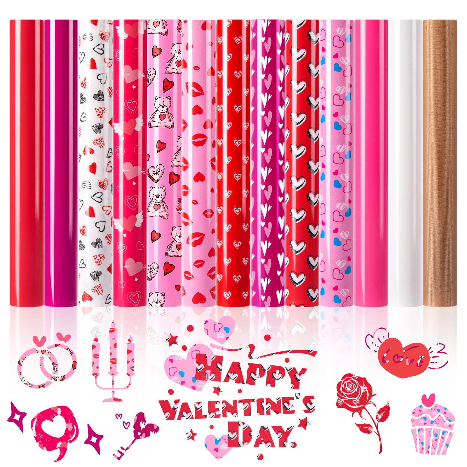Amazon.com: HTVRONT Valentine's Day Heat Transfer Vinyl - 13 Packs ...