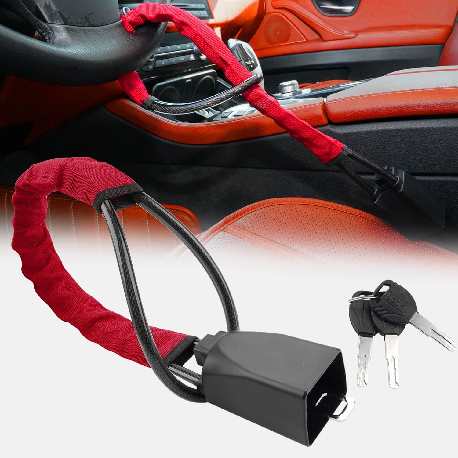 Amazon.com: Jimtyee Steering Wheel Lock Seat Belt Lock Anti-Theft ...