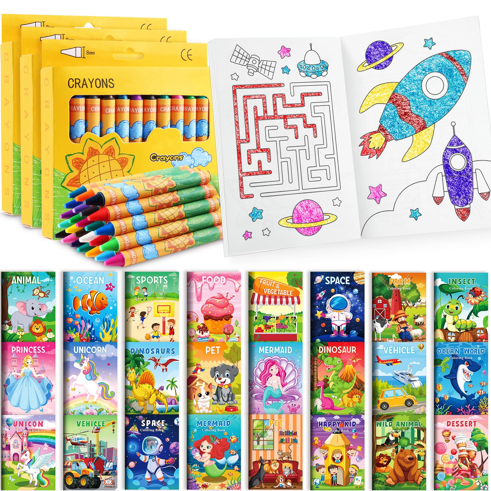 Amazon.com: BenLouis 144pcs Coloring Books with Crayons for Kids Mini ...