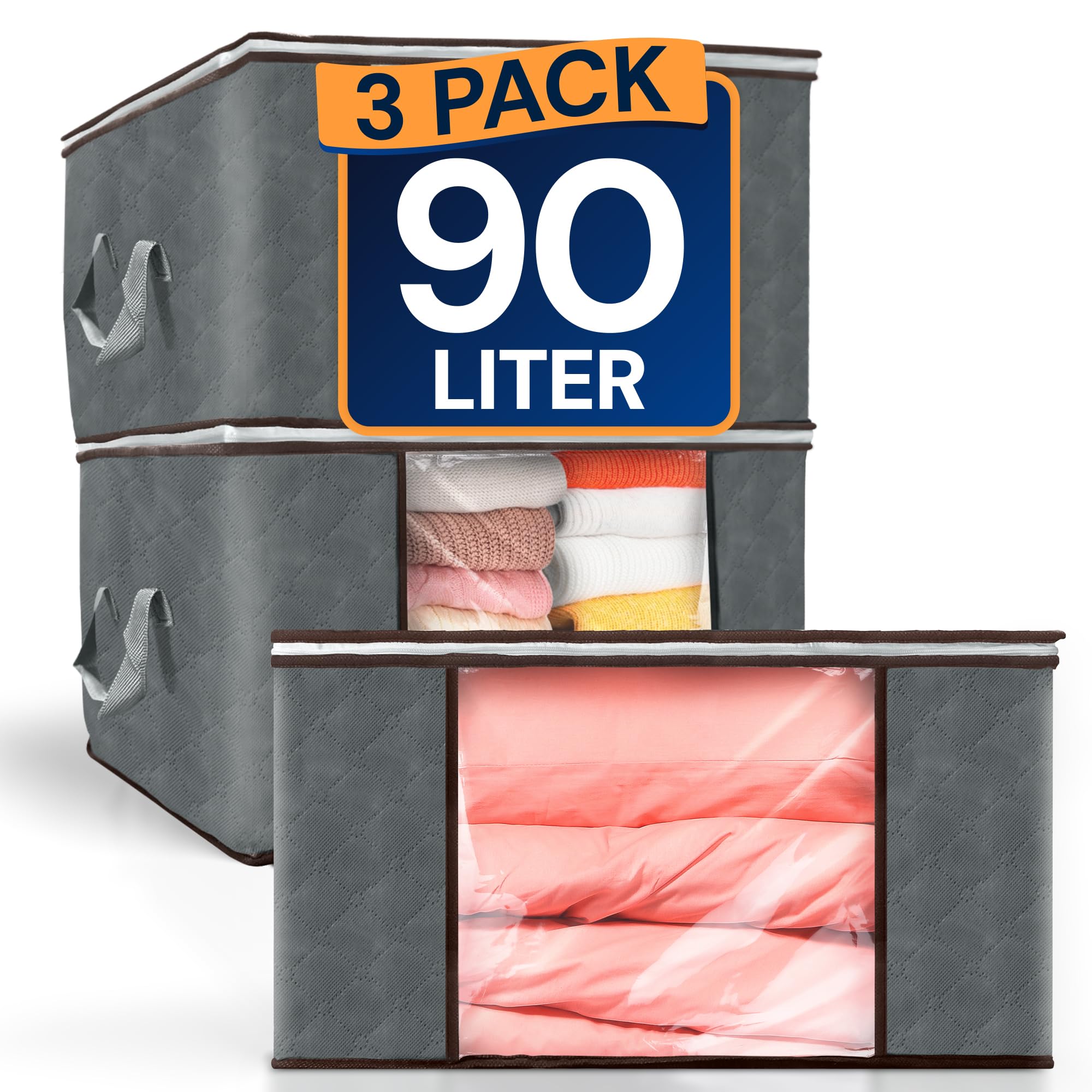 Amazon.com: Reli. 90L Large Clothes Storage Bags (3 Pack) Closet ...