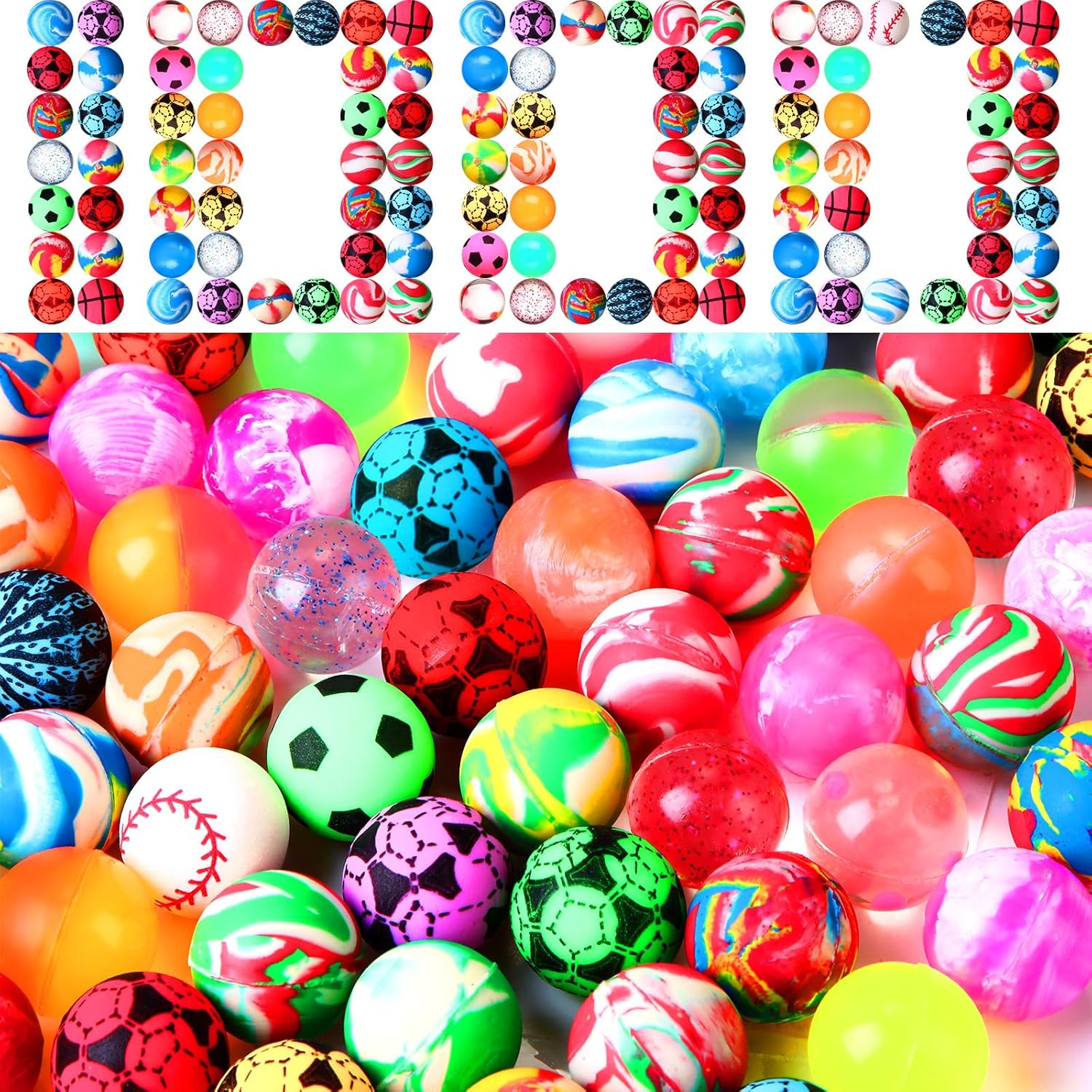 Amazon.com: PullCrease 1000 Pieces Bouncy Balls in Bulk 25 Mm/ 1 Inch ...