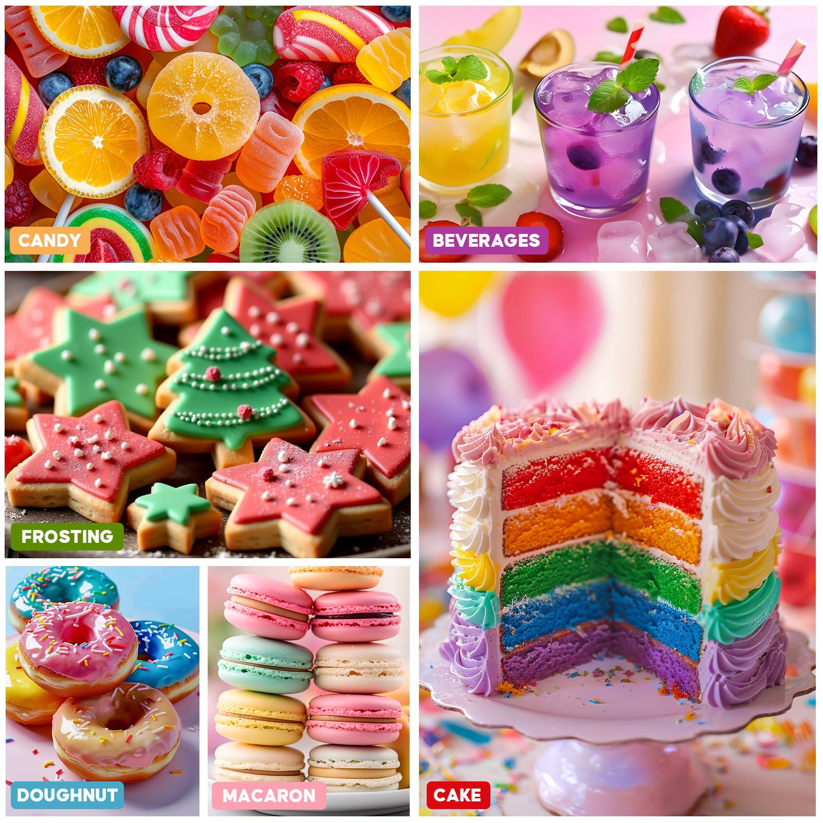 Snapklik.com : Food Coloring Liquid Set - Wayin Rainbow Edible Food Dye ...