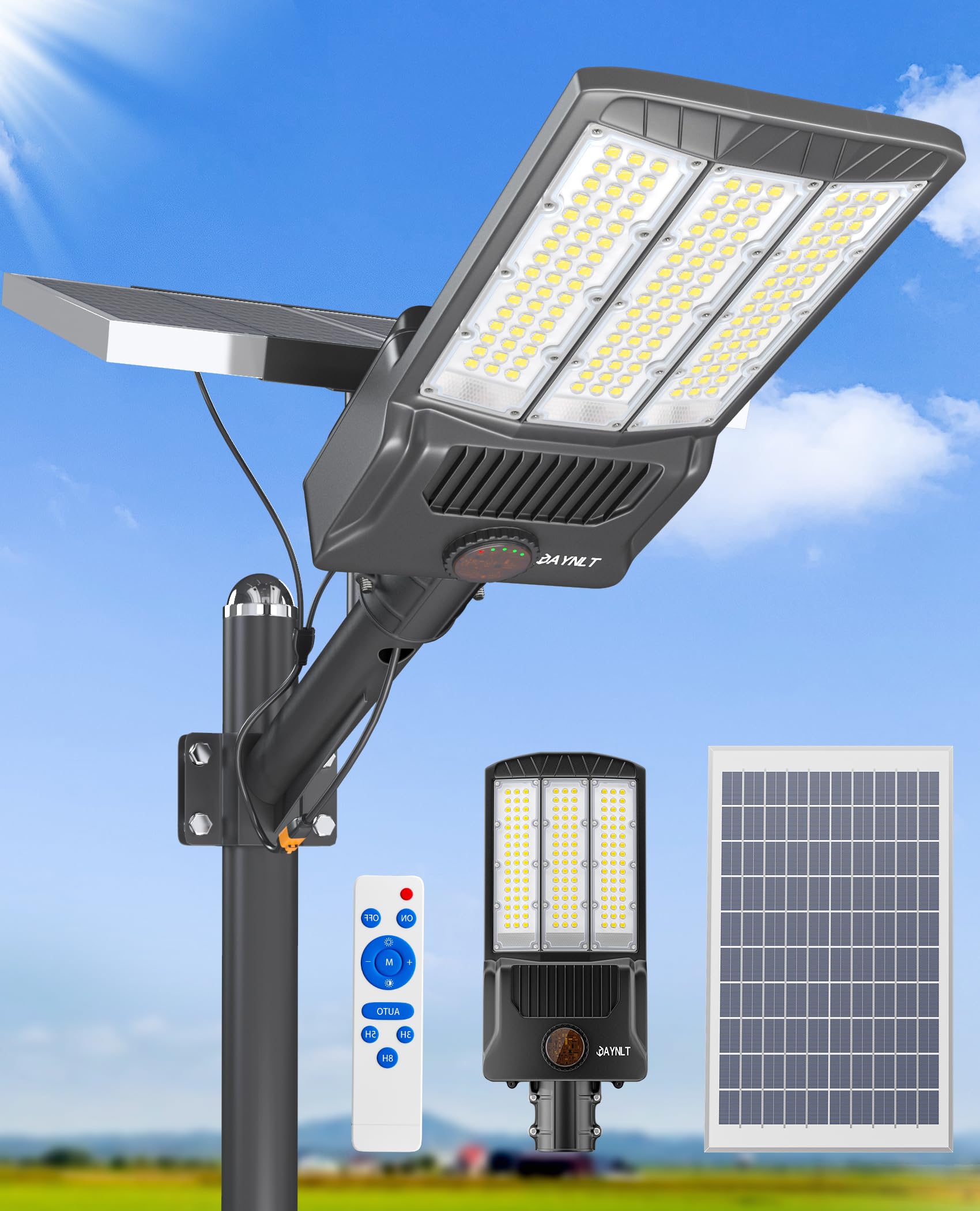 Snapklik.com : JAYNLT Y-9000W Solar Street Lights Outdoor,6500K High Lumen Solar Parking Lot ...