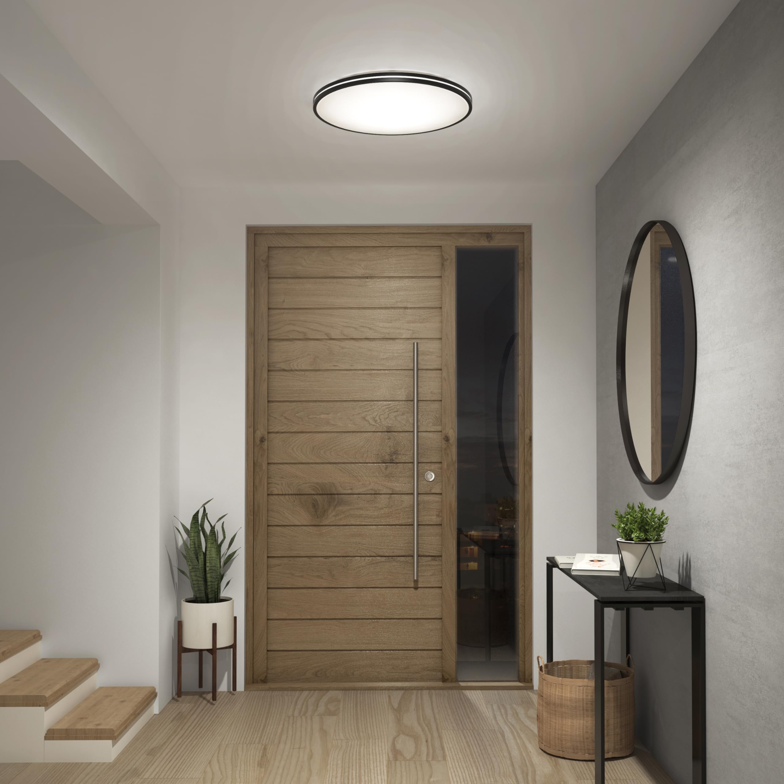 artika Athos 30W LED Large 21" Flush Mount Ceiling Light Fixture, Black ...