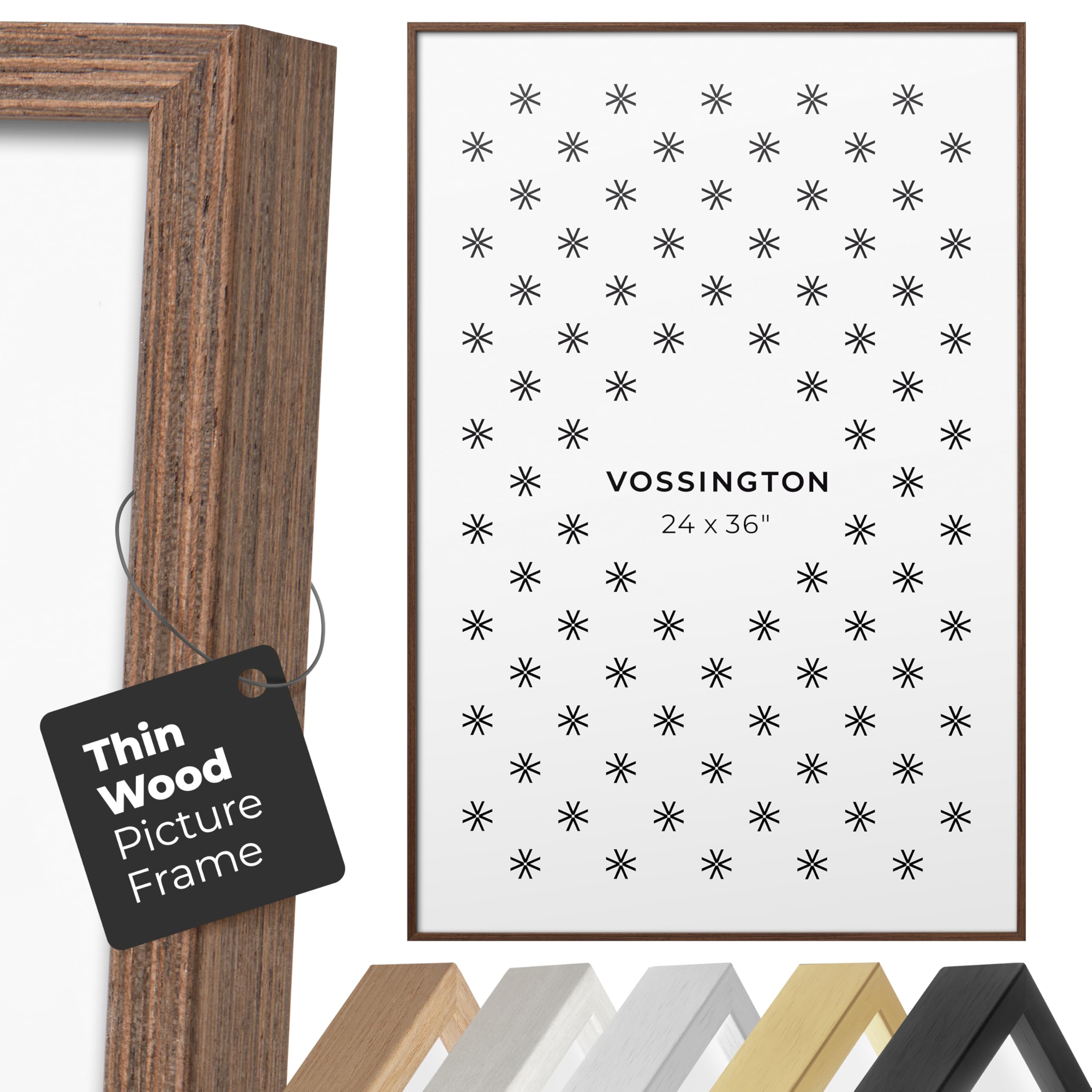 Amazon.com - Vossington 24x36 Frame Walnut - Exclusive Thin 24 x 36 ...