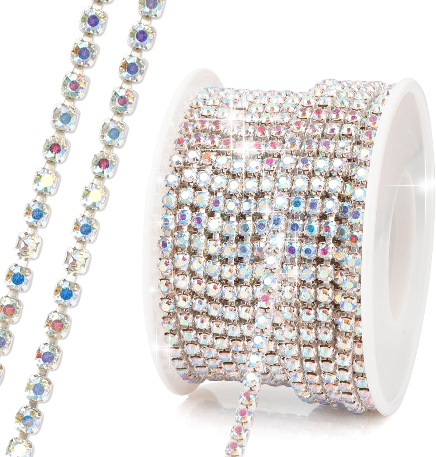 Amazon.com: Slergut 10Yard 3mm AB Silver Rhinestone Trim, Diamond ...