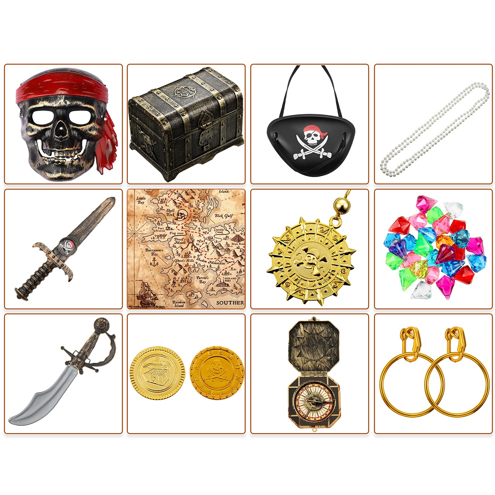 Buy 94 Pieces Pirate Costume Accessories Include Pirate Treasure Chest ...