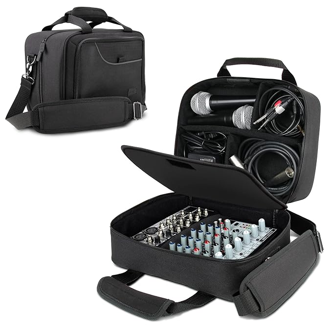 USA Gear Audio DJ Mixer Carrying Case Bag with Customizable Storage For ...