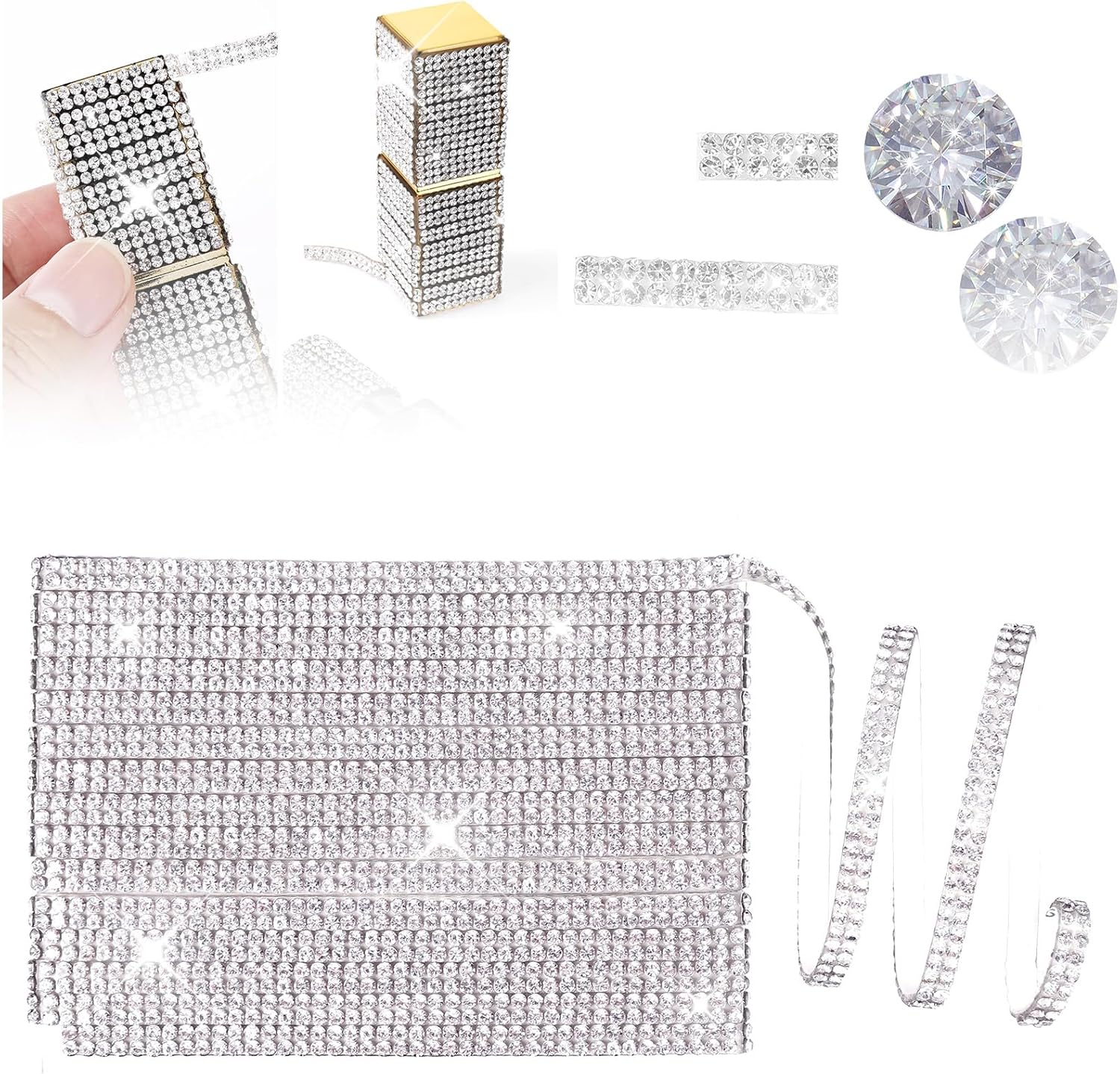 Amazon.com: 5 Yards Rhinestone Ribbon Self Adhesive Crystal Rhinestones ...