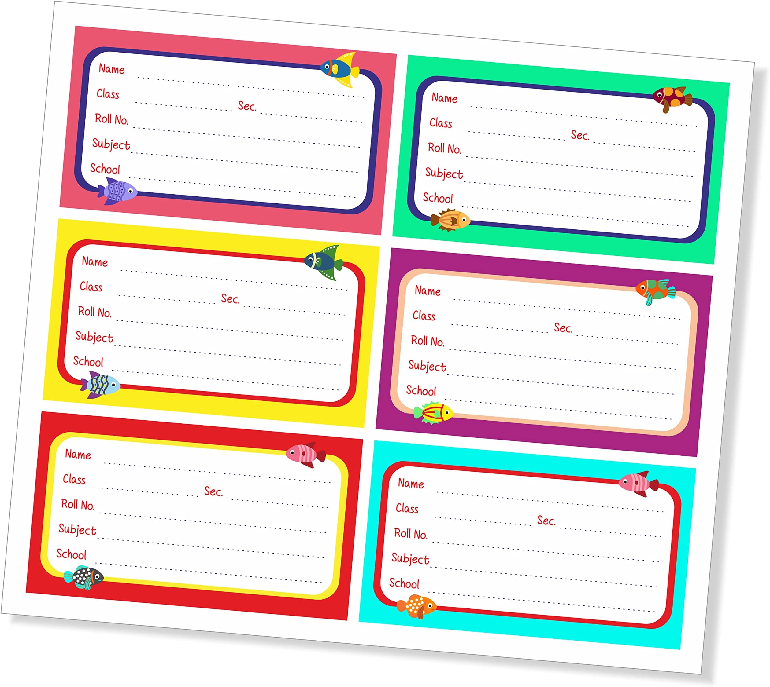 PG Creations School Copy Notebook Name Stickers for School, Kids, 90x51 ...