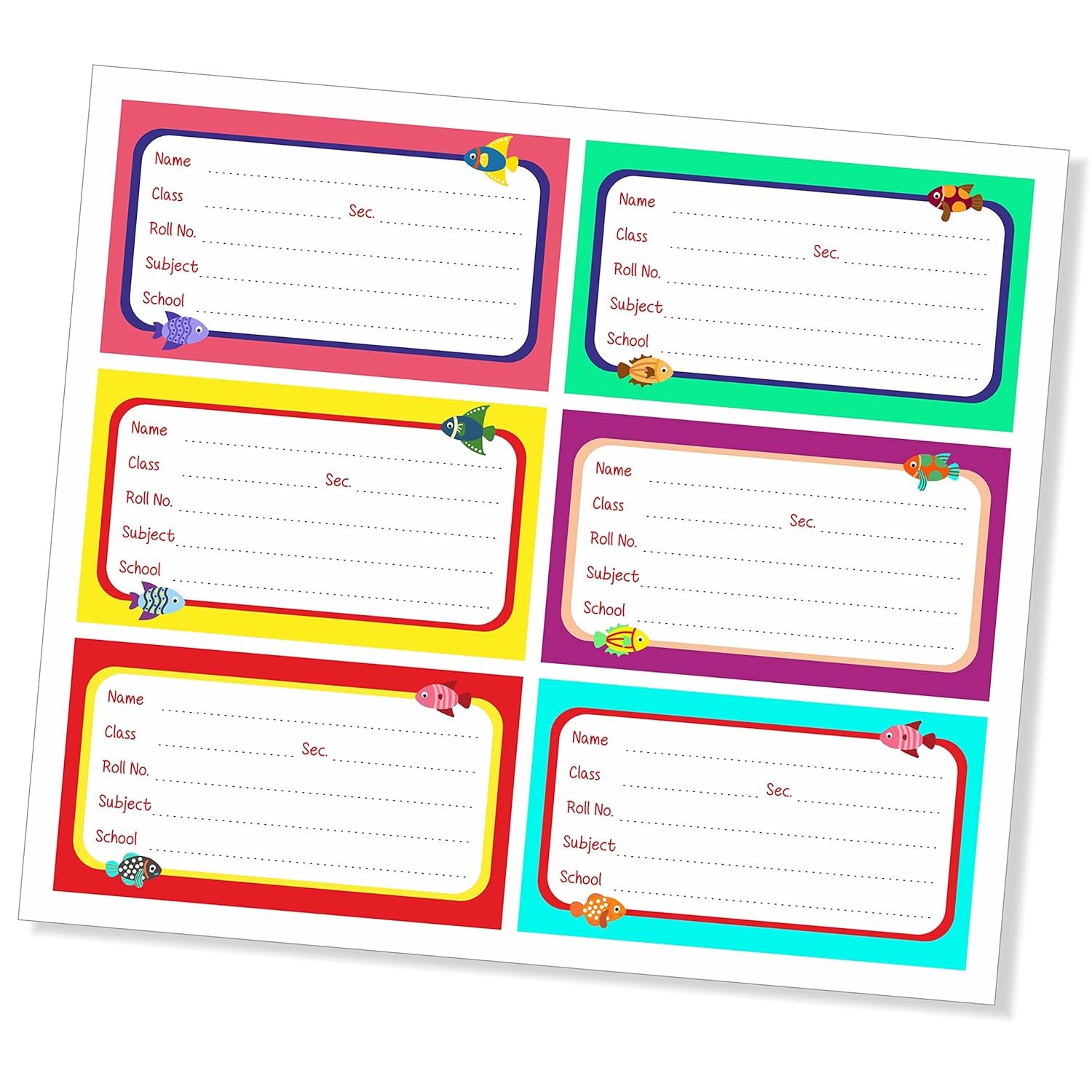 PG Creations School Copy Notebook Name Stickers for School, Kids, 90x51 ...