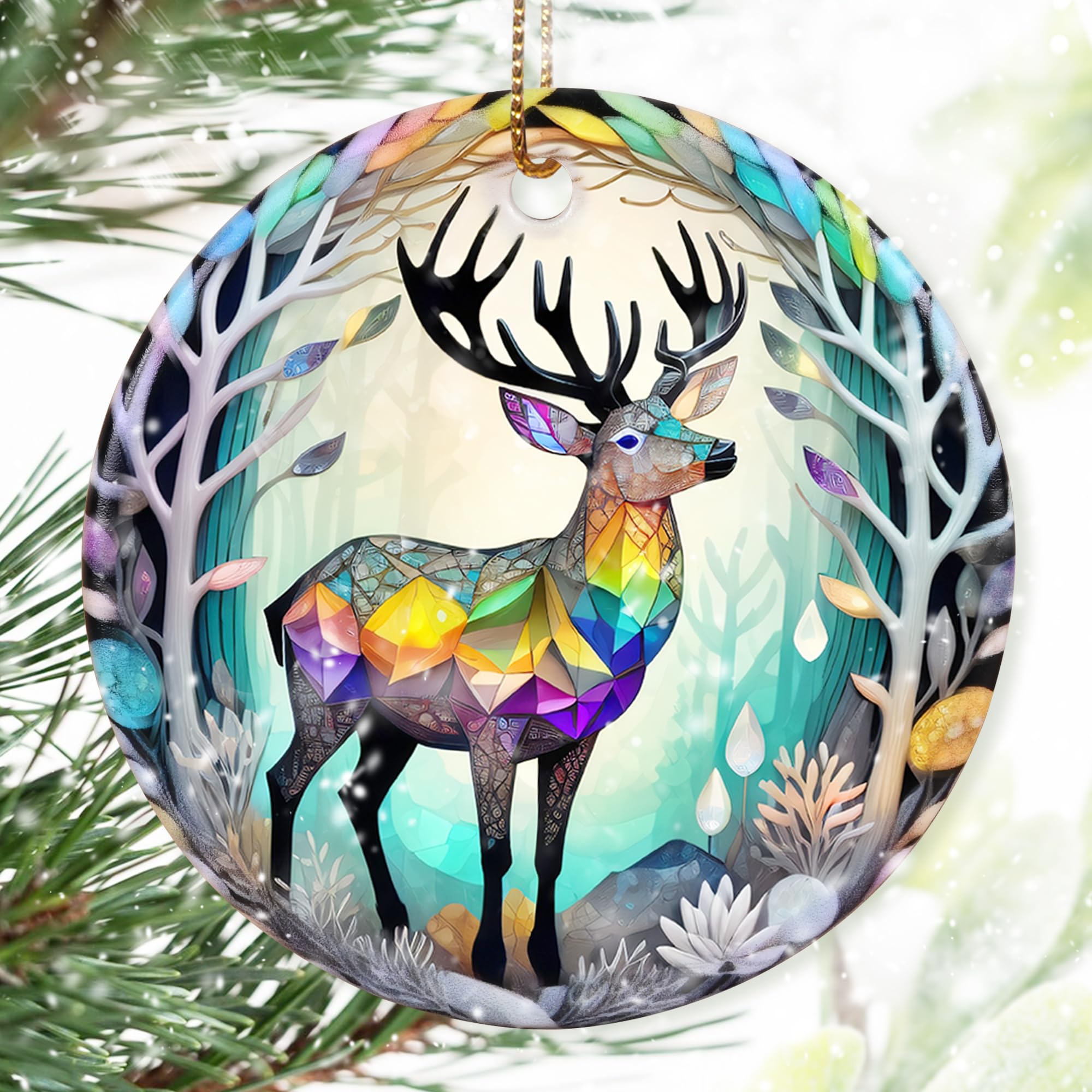 Amazon.com: Dodosky Colorful Ceramic Elk Christmas Ornament, Elk ...