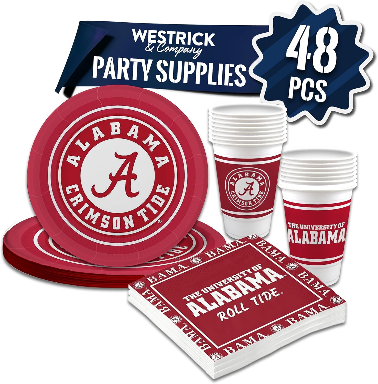 Amazon.com: Alabama Crimson Tide Party Supplies 48 Pieces Officially ...