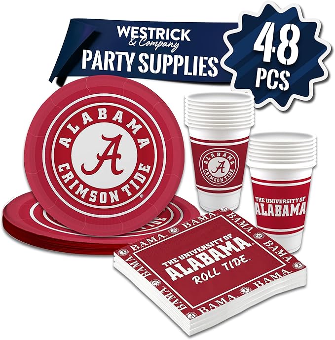 Amazon.com: Alabama Crimson Tide Party Supplies 48 Pieces Officially ...