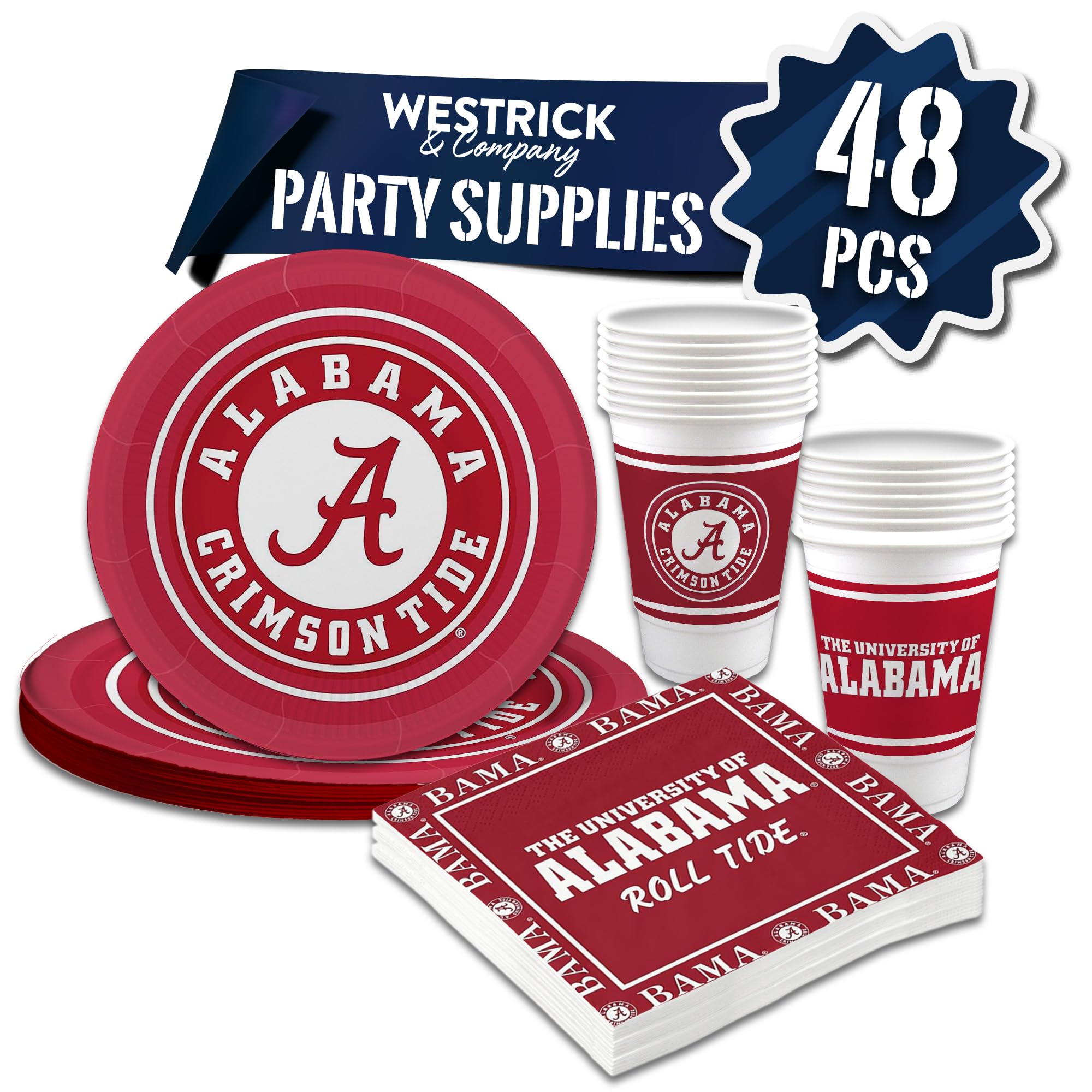 Amazon.com: Alabama Crimson Tide Party Supplies 48 Pieces Officially ...