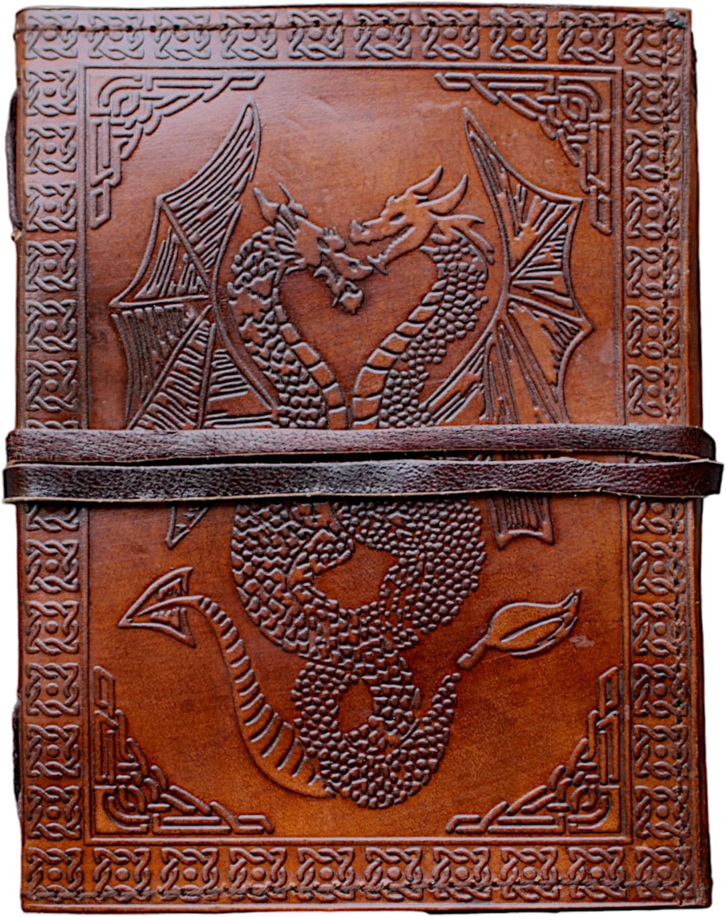 Amazon.com : HG-LTHR 18 cm double dragon Leather Blank Notebook ...