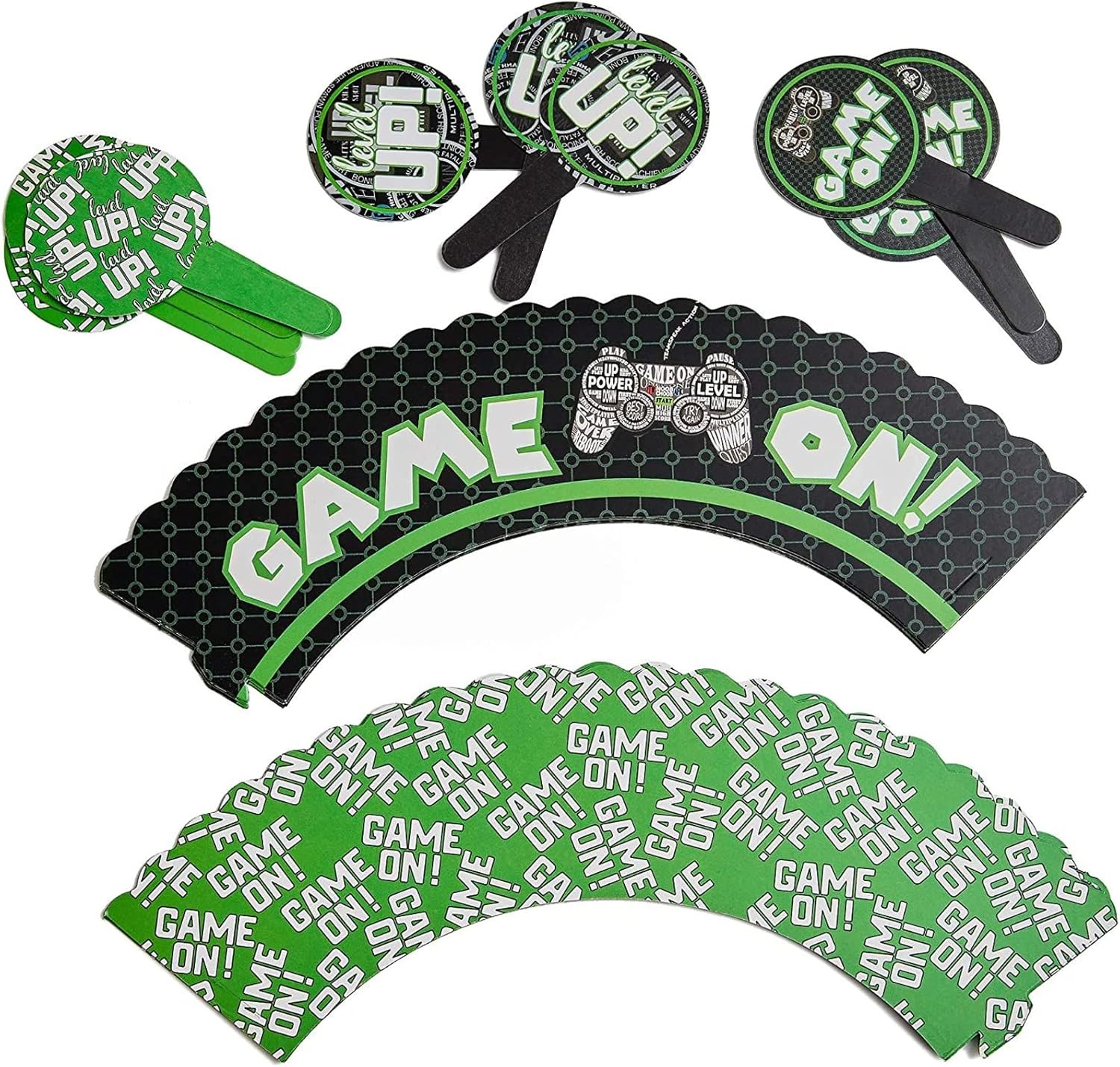 Amazon.com: 100 Piece Video Game Party Cupcake Wrappers and Toppers ...