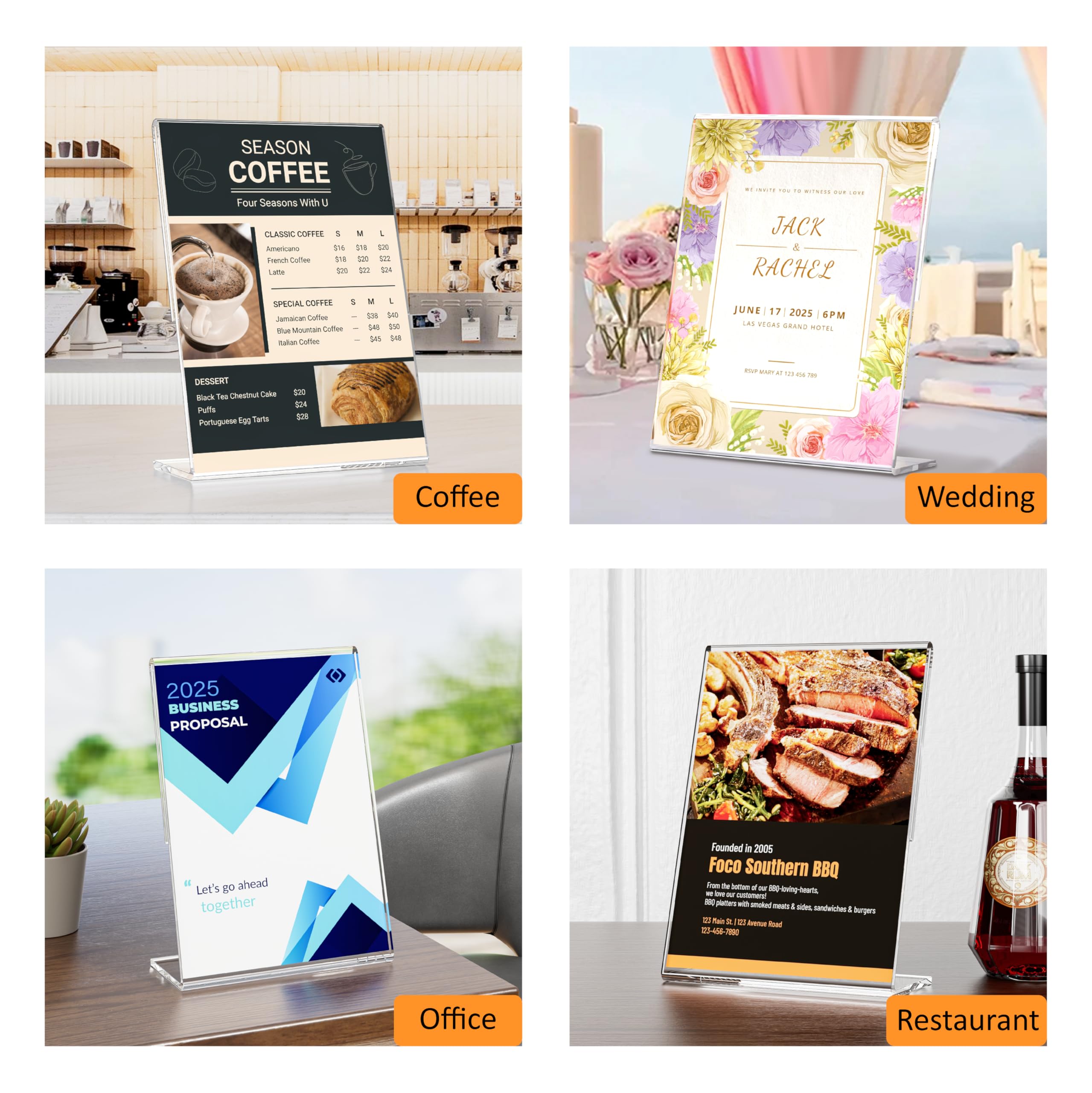 Snapklik.com : Acrylic Sign Holder 8.5x11 Inches 18 Pack, L Shape Clear ...