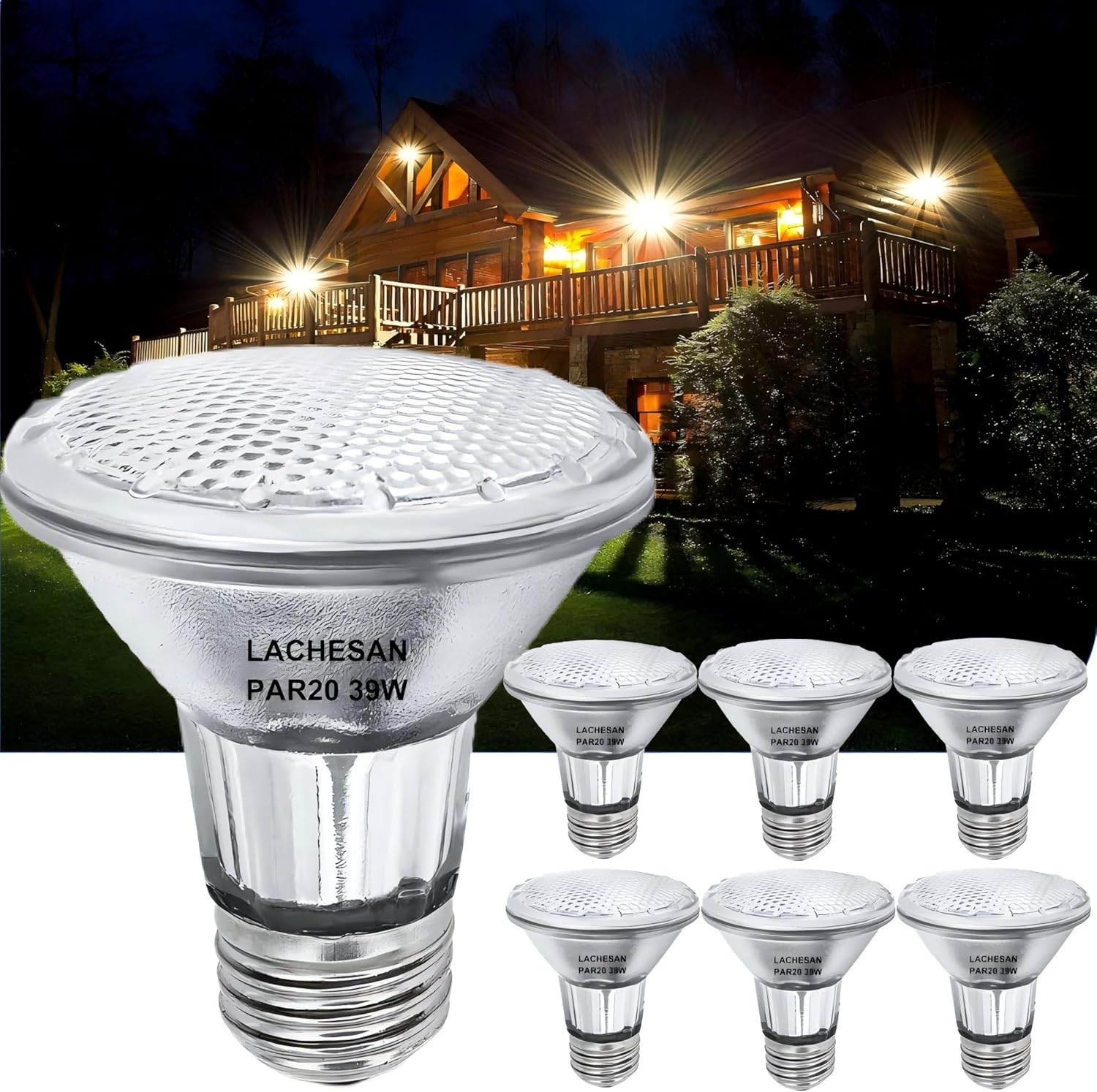 Lachesan PAR20 Flood 39W 120V 480 Lumens Flood Light Bulbs, 6 Pcs PAR20 ...