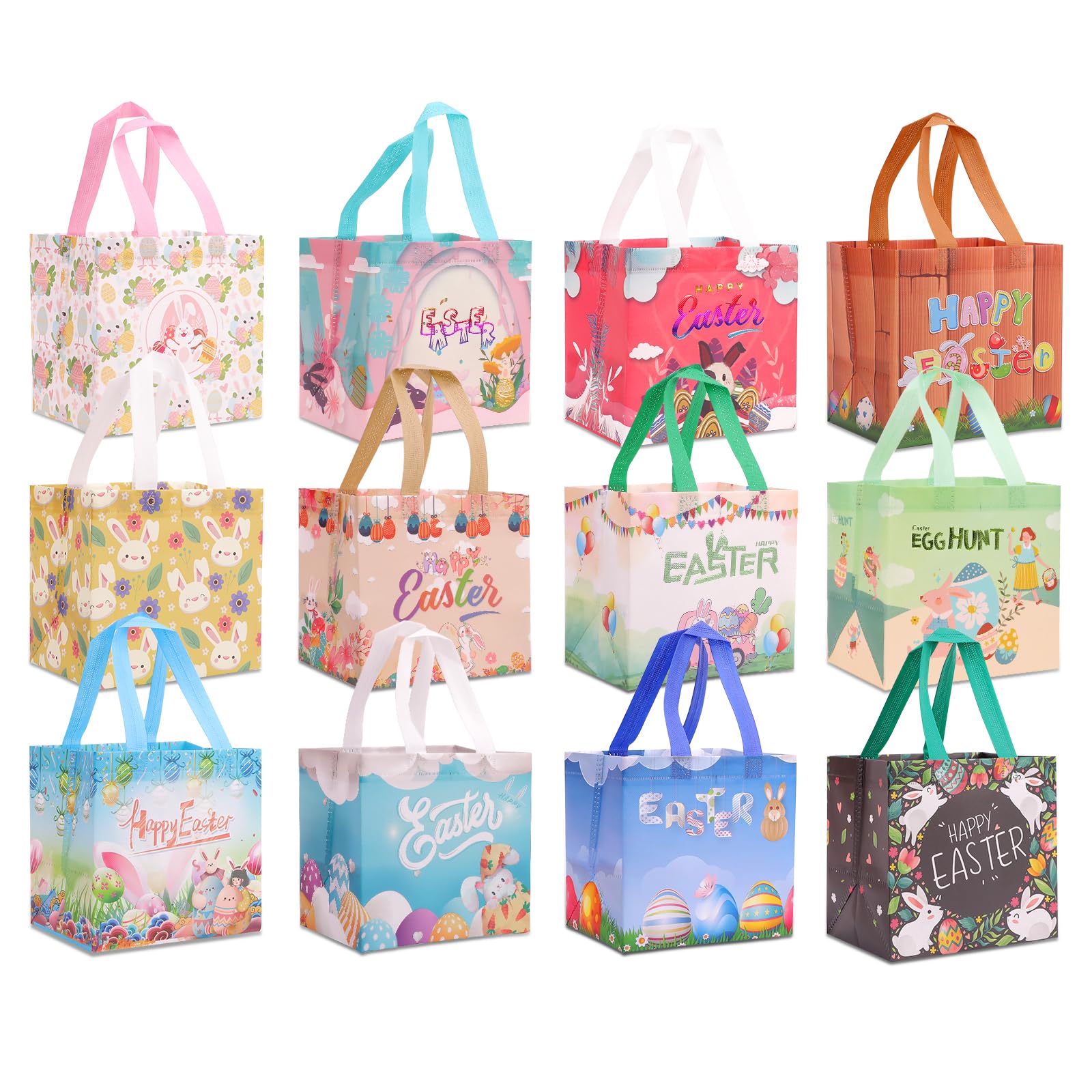 ID IDAODAN 12Pcs Easter Gift Bags Happy Easter Bunny Egg Gift Tote Bags ...