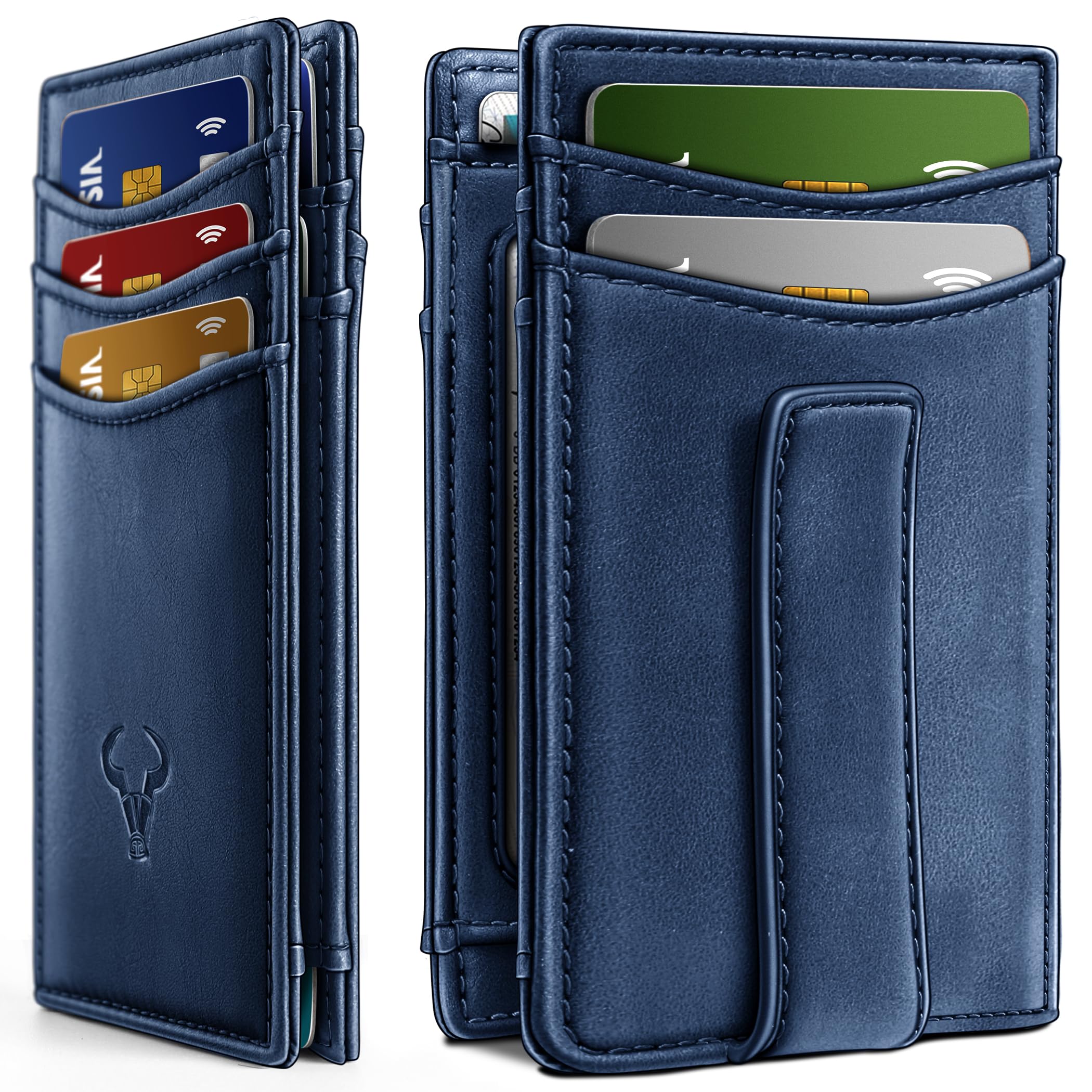 Amazon.com: BULLIANT Magnetic Closure Slim Wallet-Genuine Leather Front ...