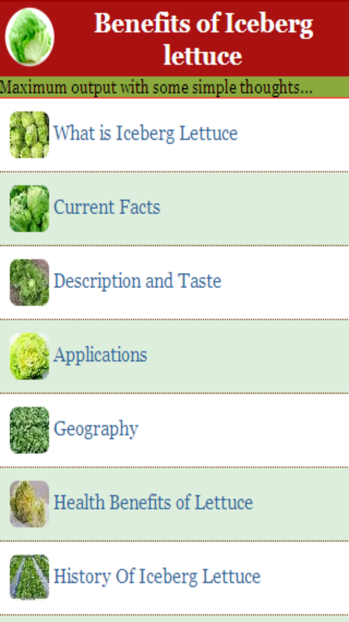Benefits of Iceberg lettuce - App on Amazon Appstore