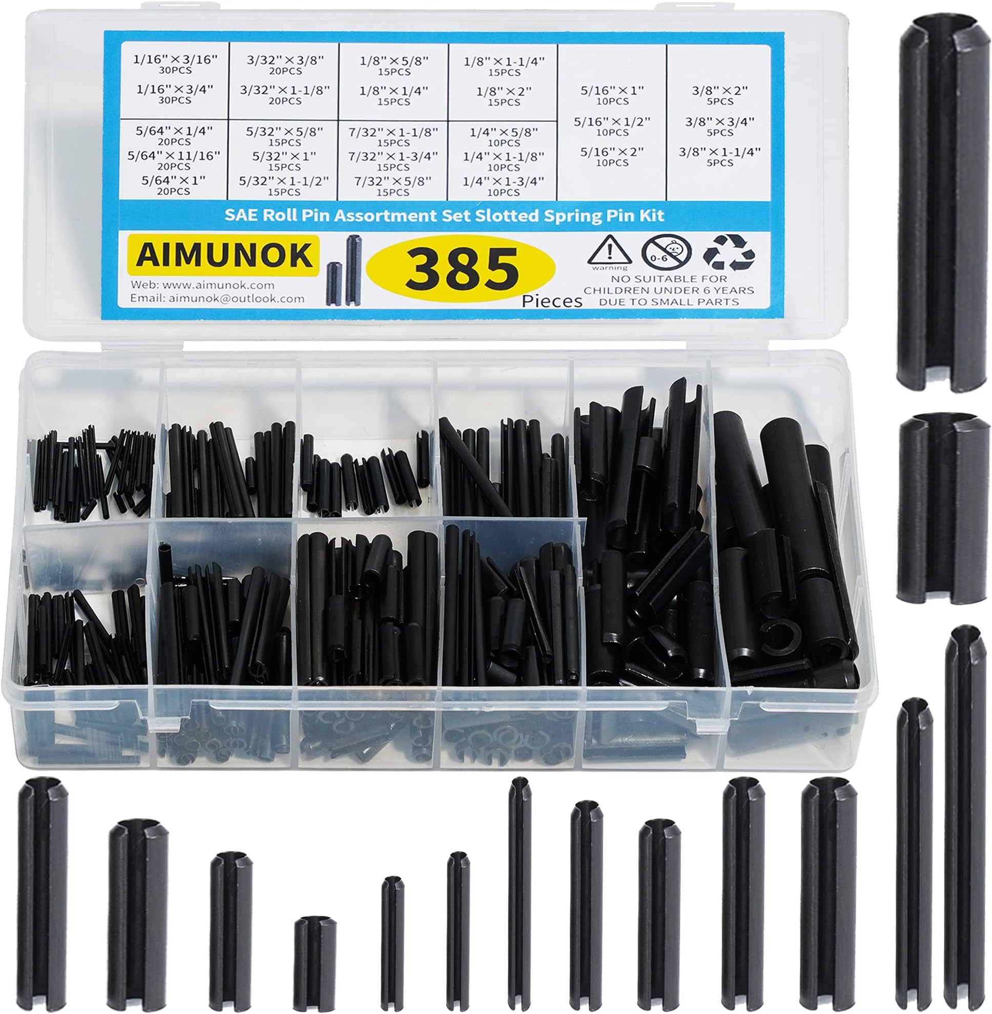 Amazon.com: SWORDFISH 31190-120pc Roll Pin Spring Slotted Spring Pin ...